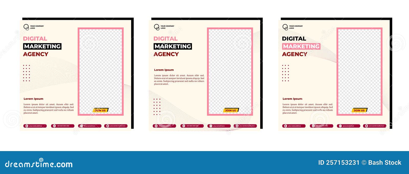 Social Media Posts Template Modern Design, for Digital Marketing Online ...