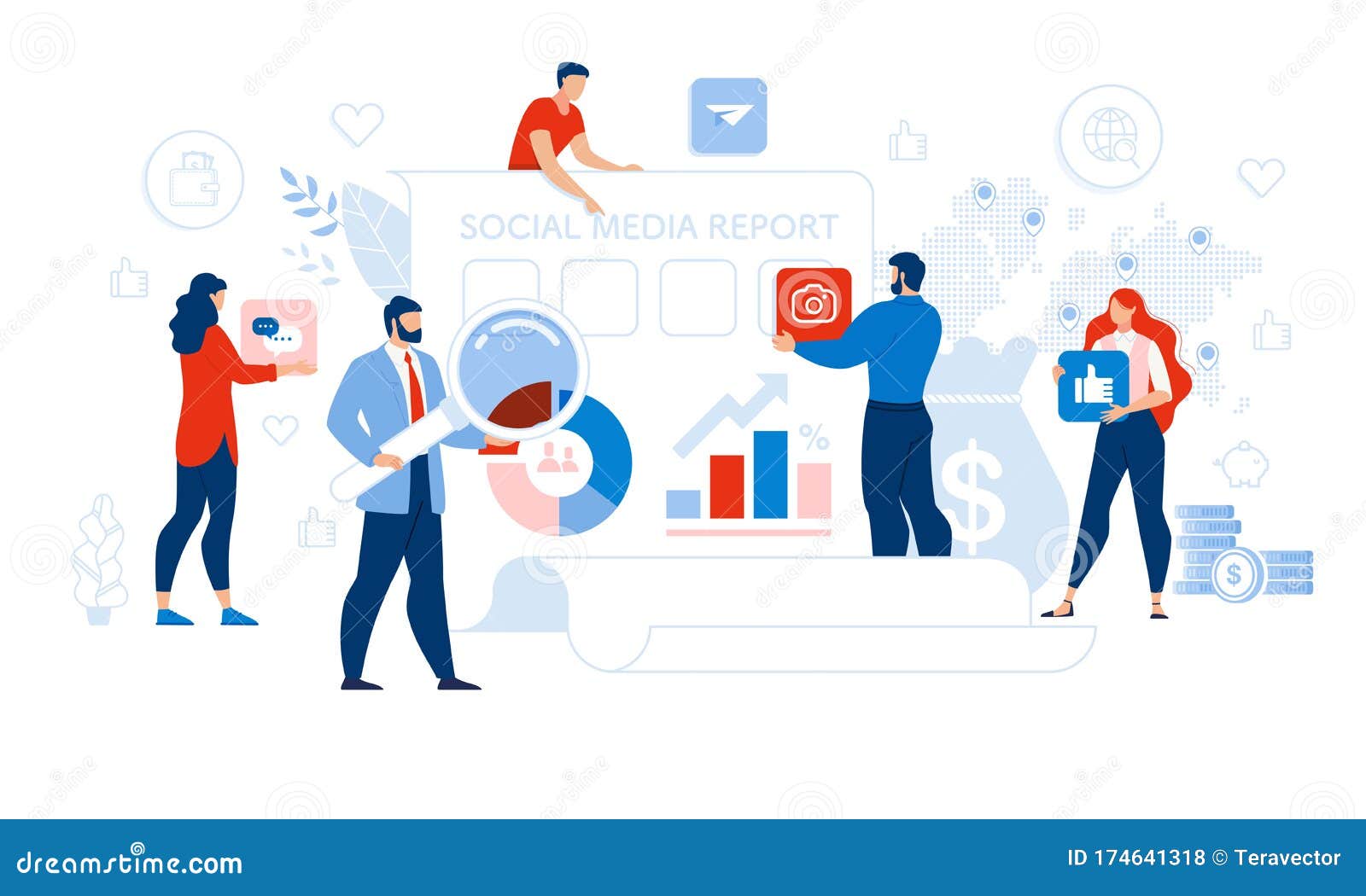 Social Media Report Management and Optimization Stock Vector ...