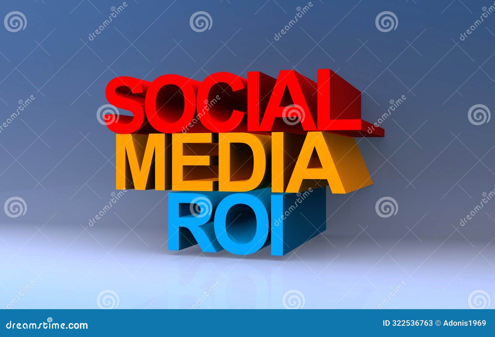 Social media roi on blue stock illustration. Illustration of marketing ...