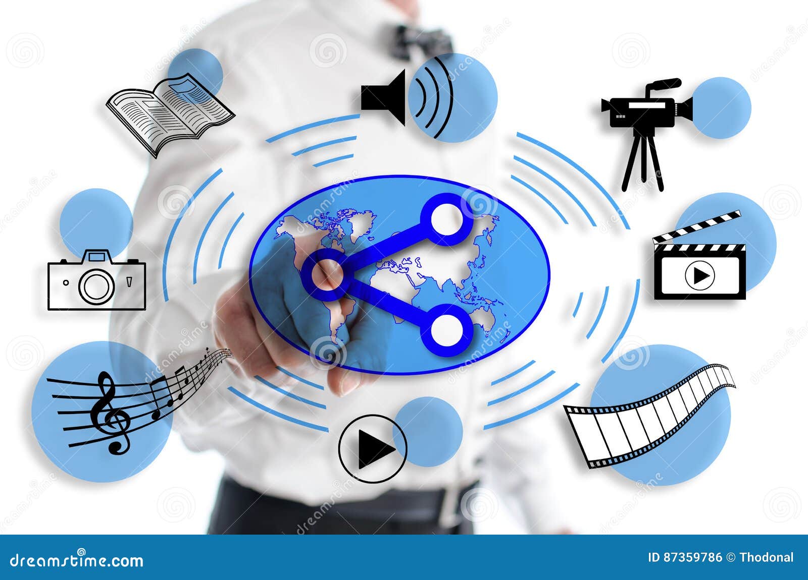 Social Media Sharing Concept Shown by a Man Stock Photo - Image of ...