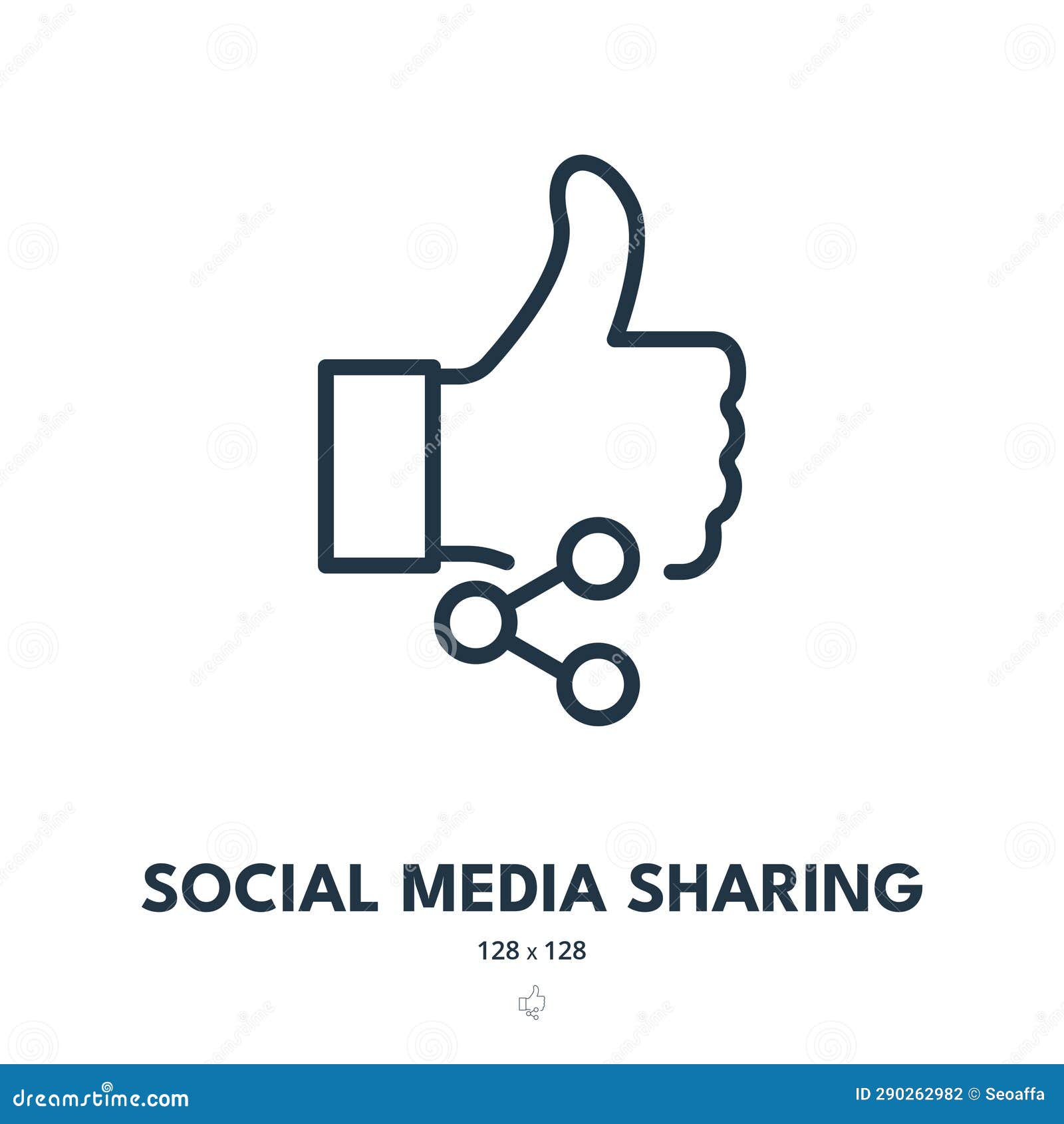 Social Media Sharing Icon. Share, Like, Thumbs Up. Editable Stroke ...