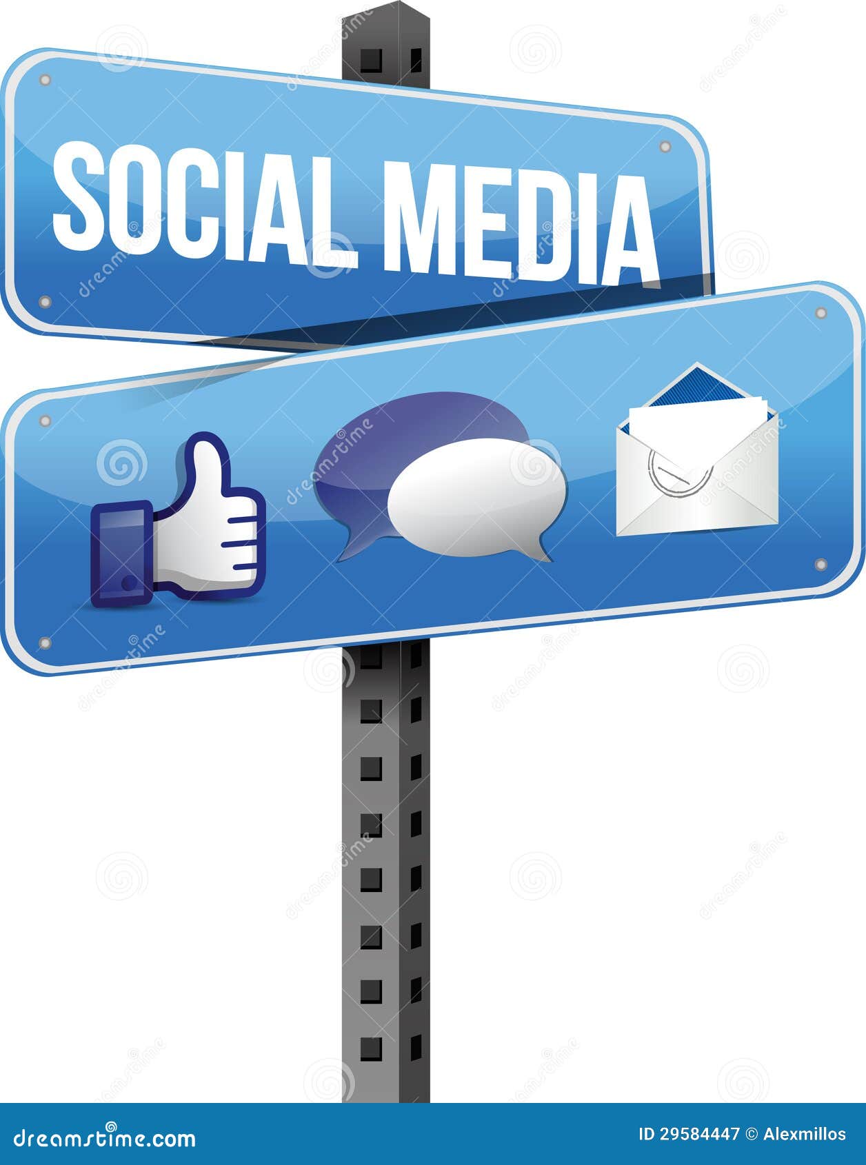 Social media sign stock illustration. Illustration of pole - 29584447