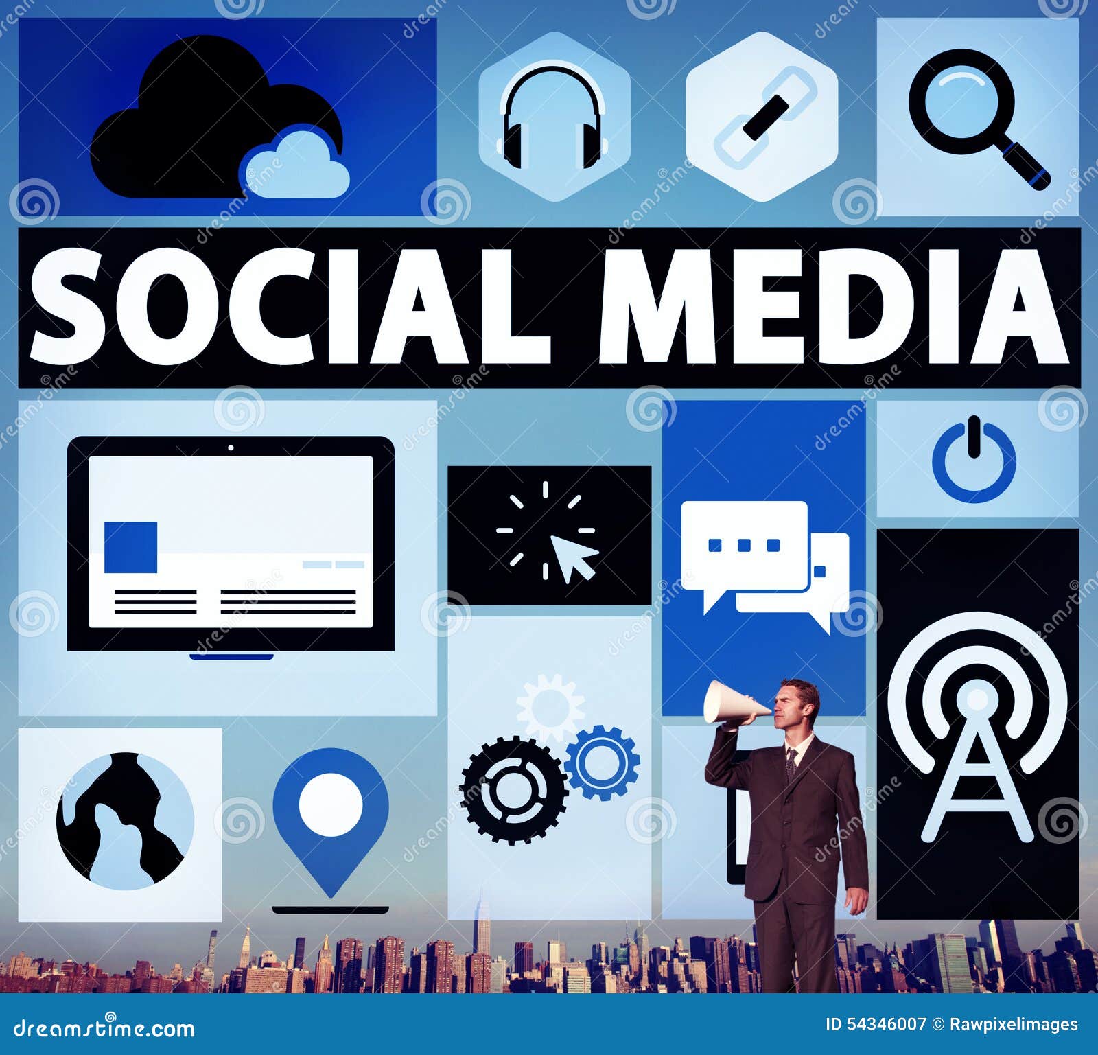 Social Media Social Networking Connection Media Link Concept Stock ...