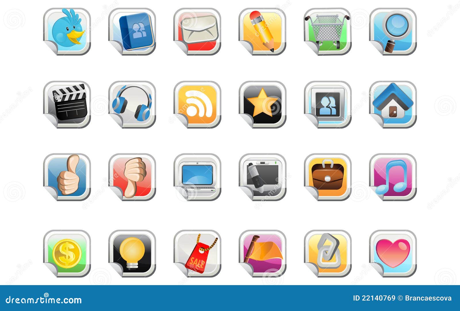 Sticker Icon Set For Interface Cartoon Vector | CartoonDealer.com #21759843