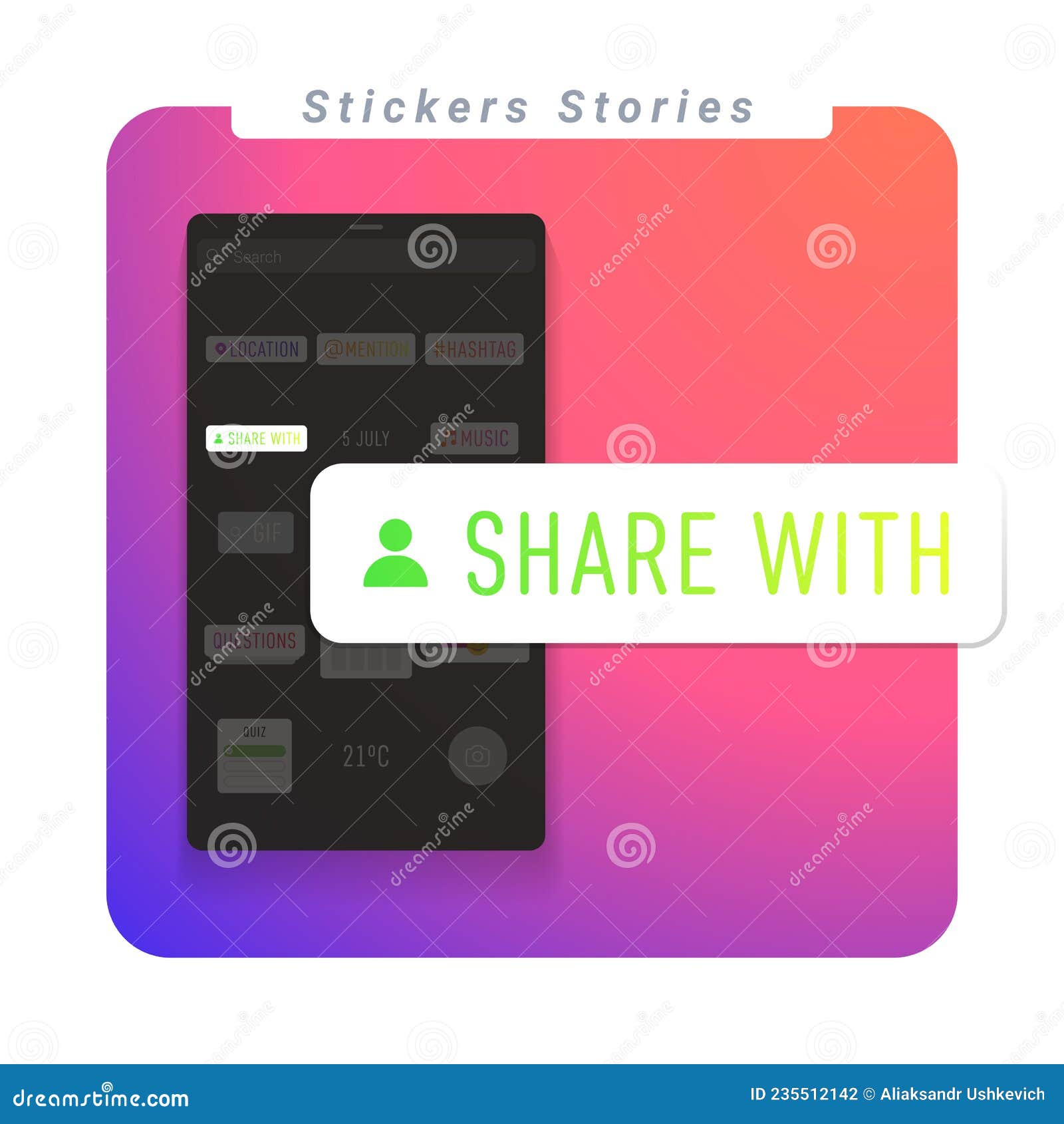 Social media sticker stock vector. Illustration of concept - 235512142
