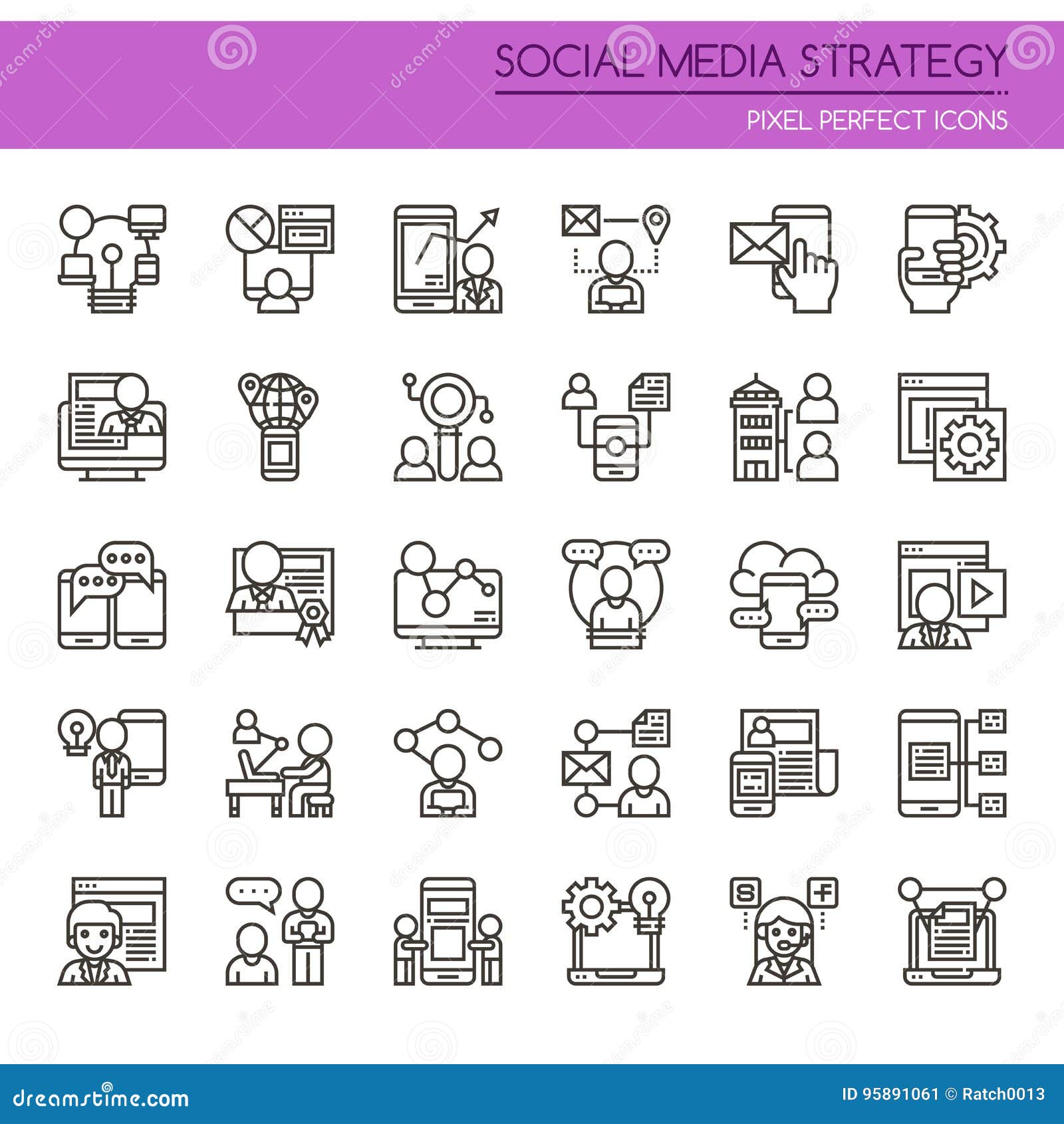Social Media Strategy Elements Stock Vector - Illustration of computer ...
