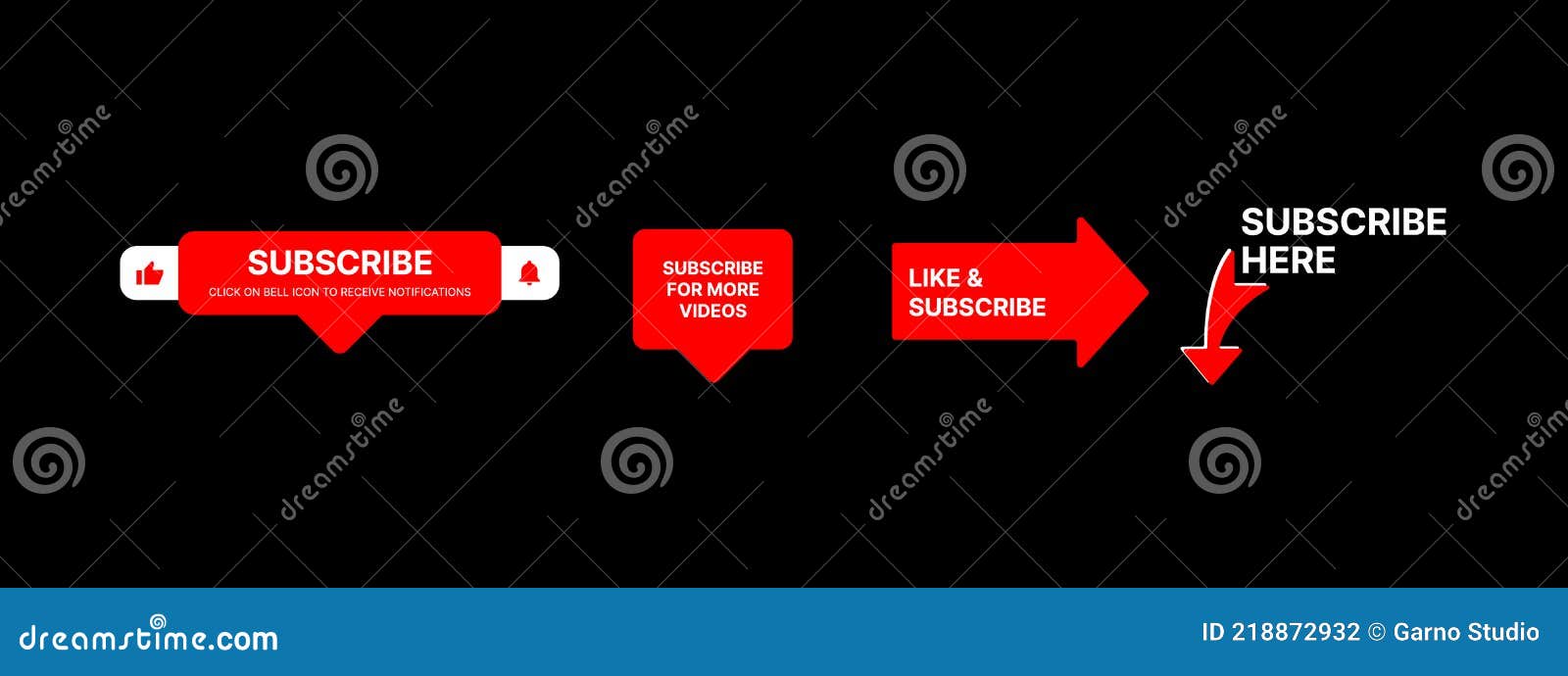 Social Media Subscribe Lower Third Set. Red Signs for Video Platform ...