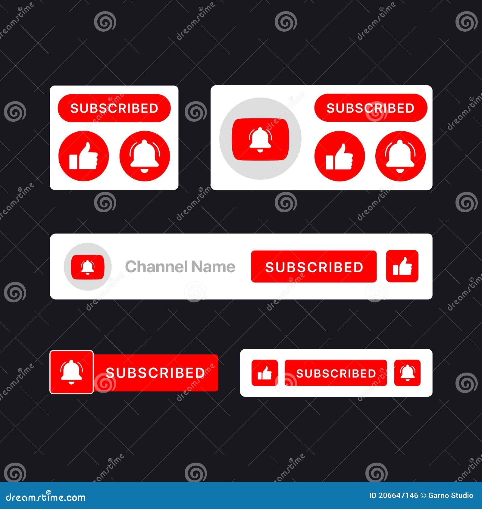 Social Media Subscribe Lower Third Set Stock Illustration ...