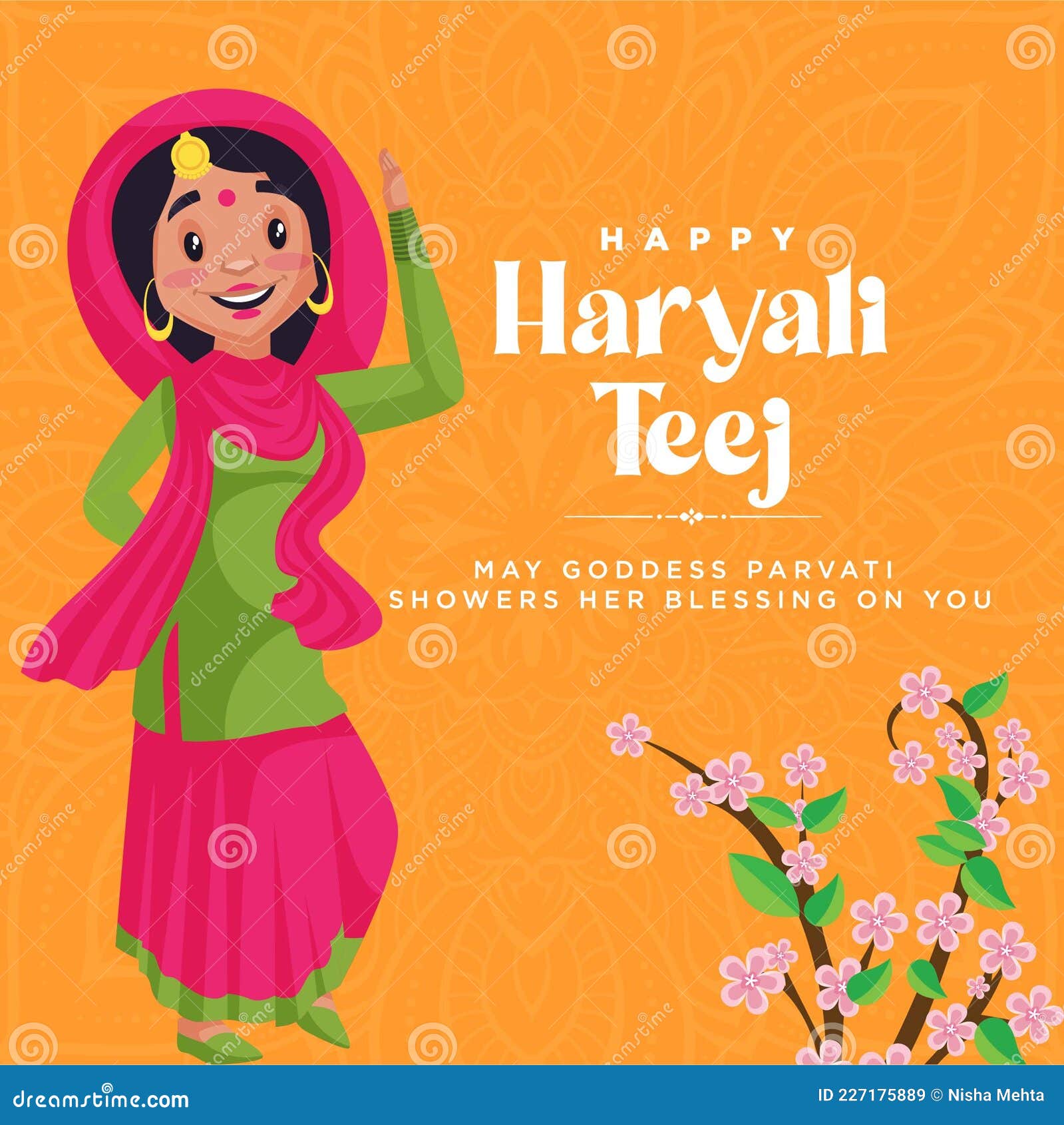 Happy Haryali Teej Banner Design Stock Vector - Illustration of ethnic ...