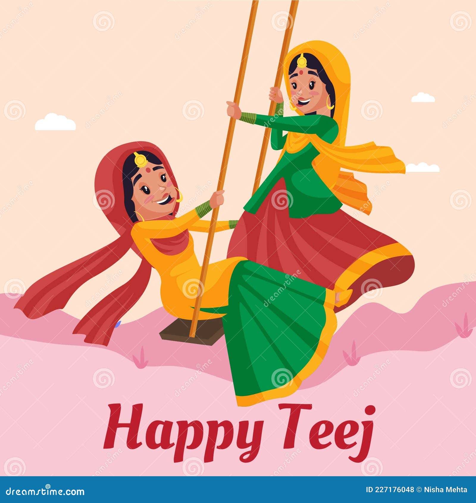 Happy Teej of Banner Design Stock Vector - Illustration of haryali ...