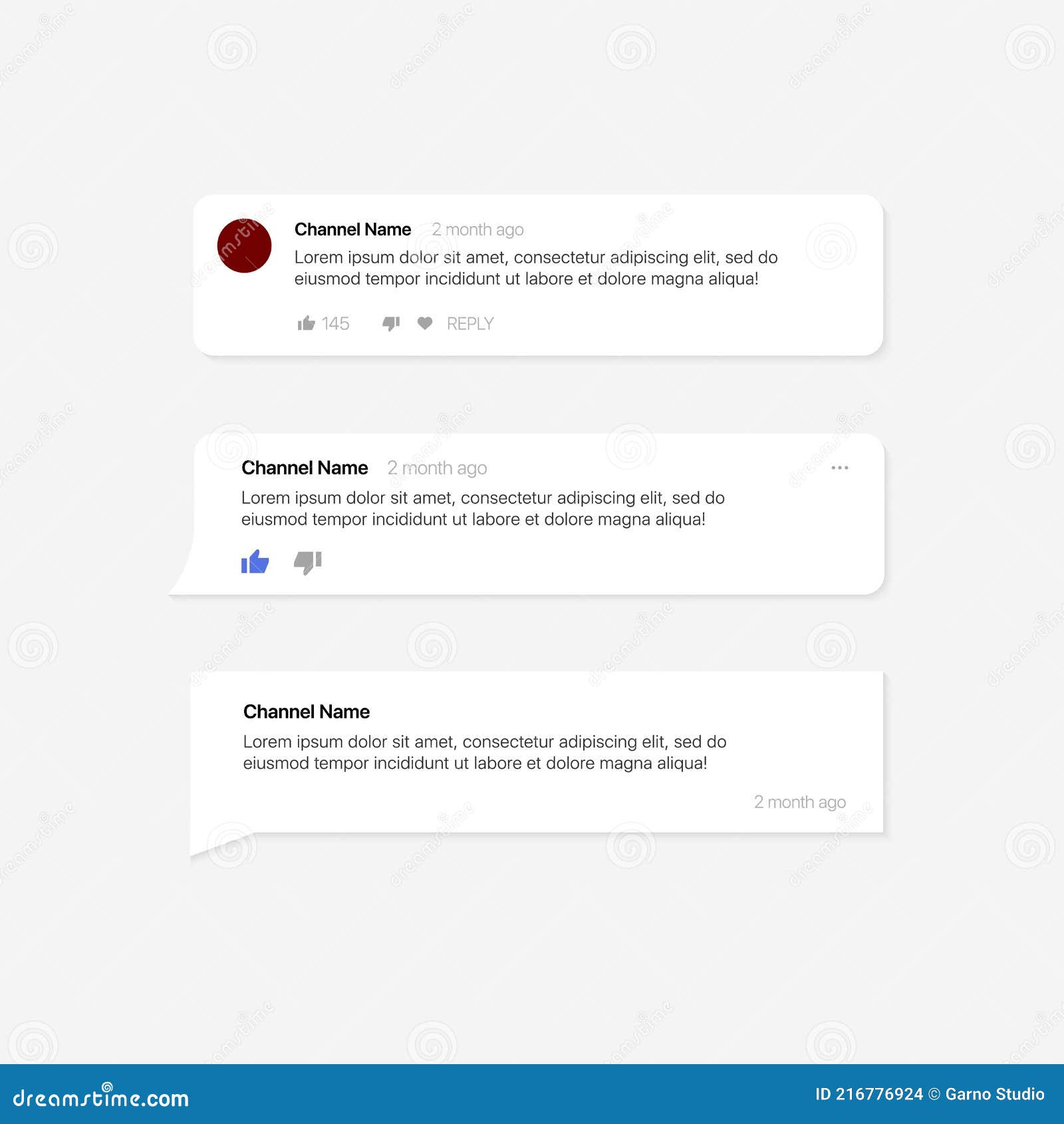 Social Media Text Bubbles. Comment Box Template. Set of Modern Chat ...
