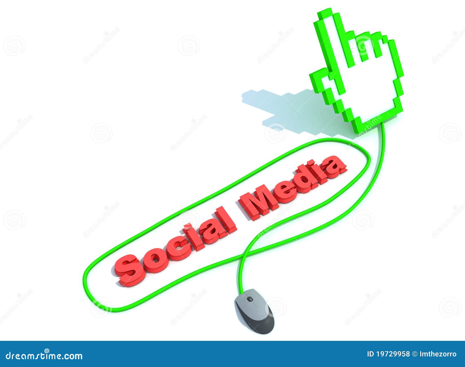 Social Media Text with Mouse Stock Illustration - Illustration of green ...