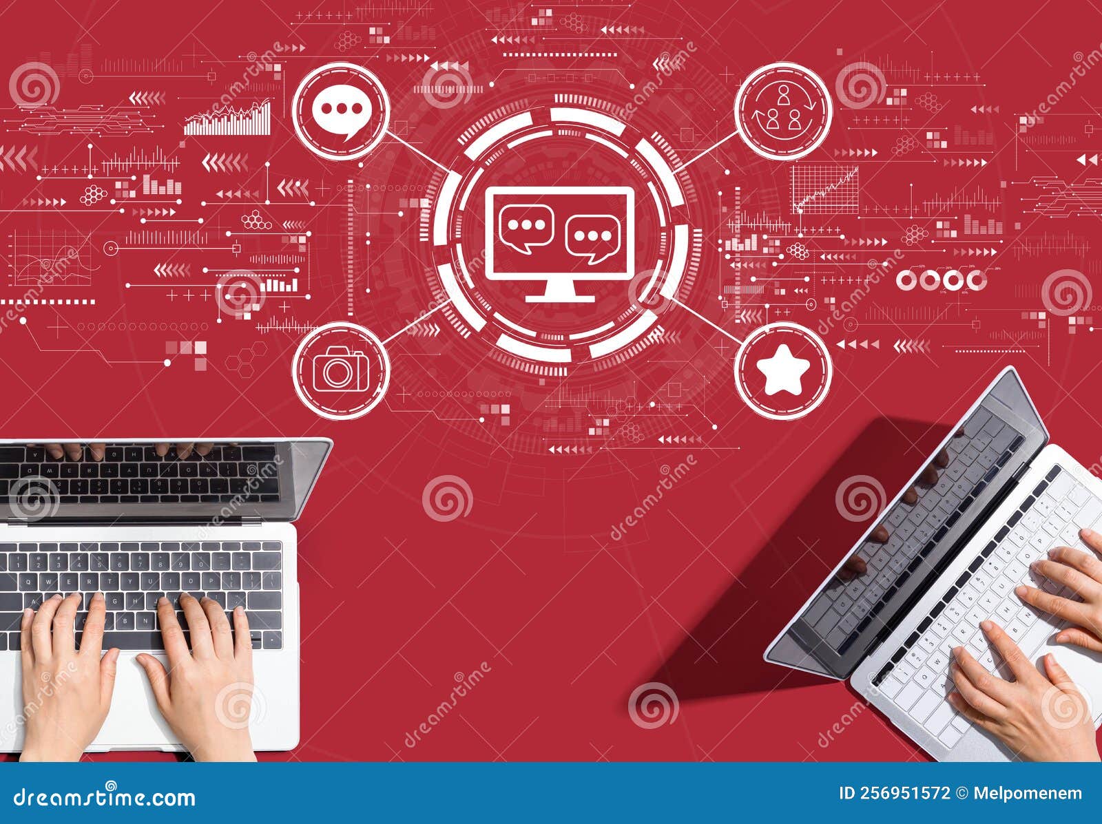 Social Media Theme with People Working Together Stock Photo - Image of ...