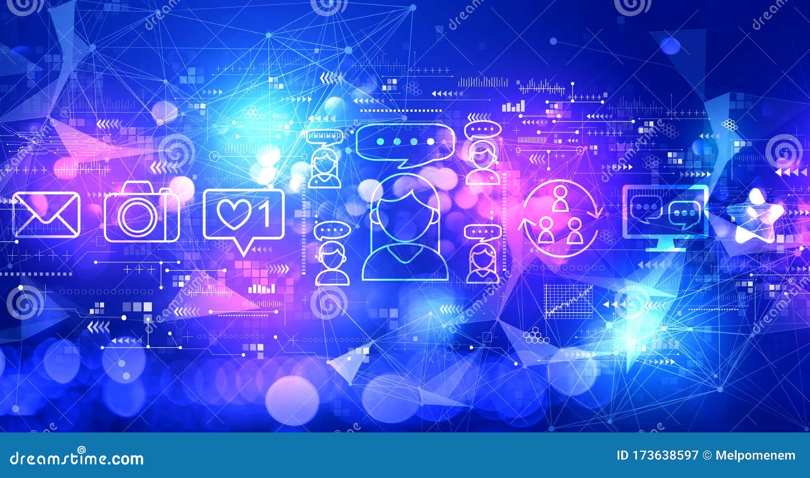Social Media Theme with Technology Light Background Stock Illustration ...