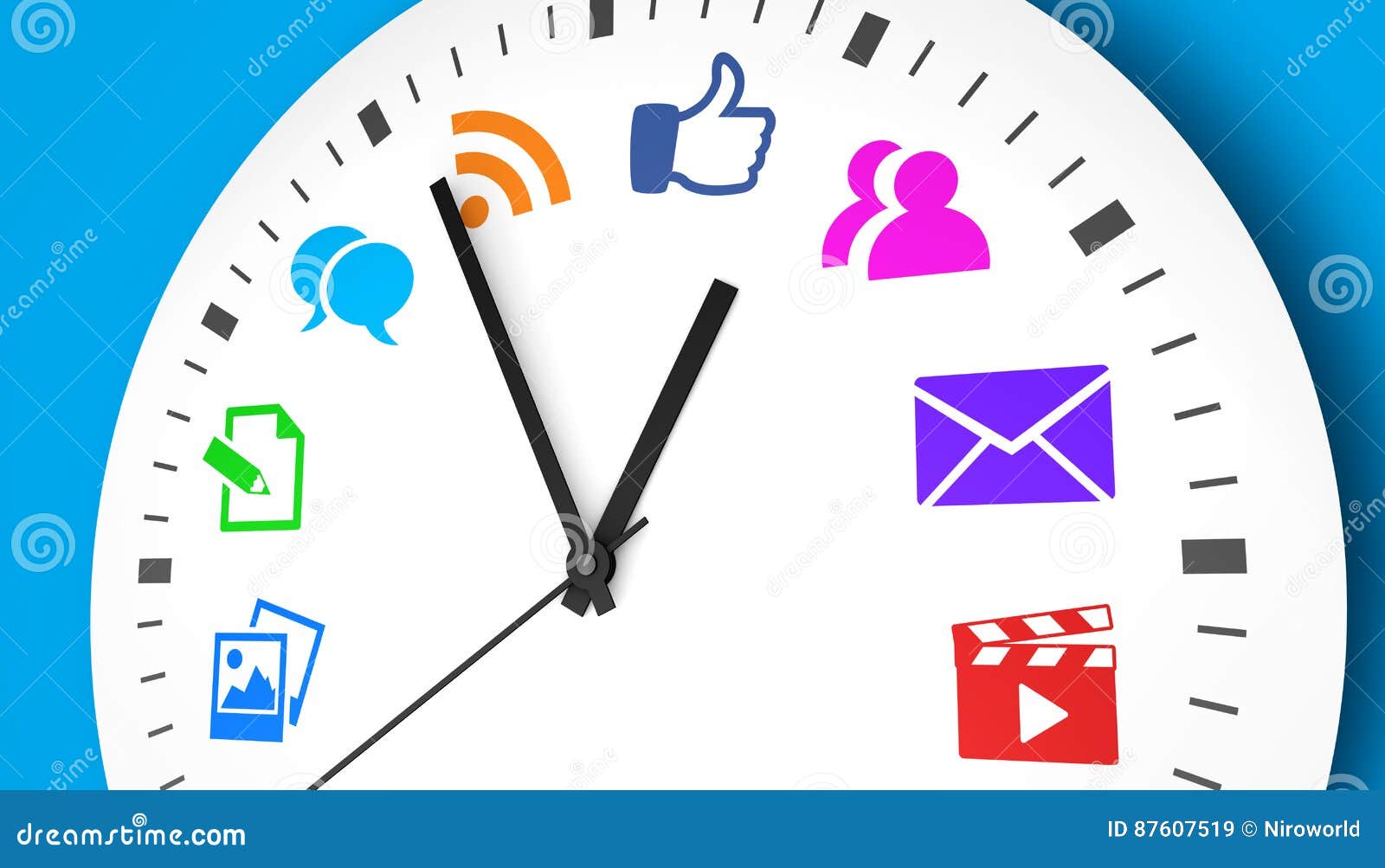 Social Media Time Management Stock Illustration - Illustration of media ...