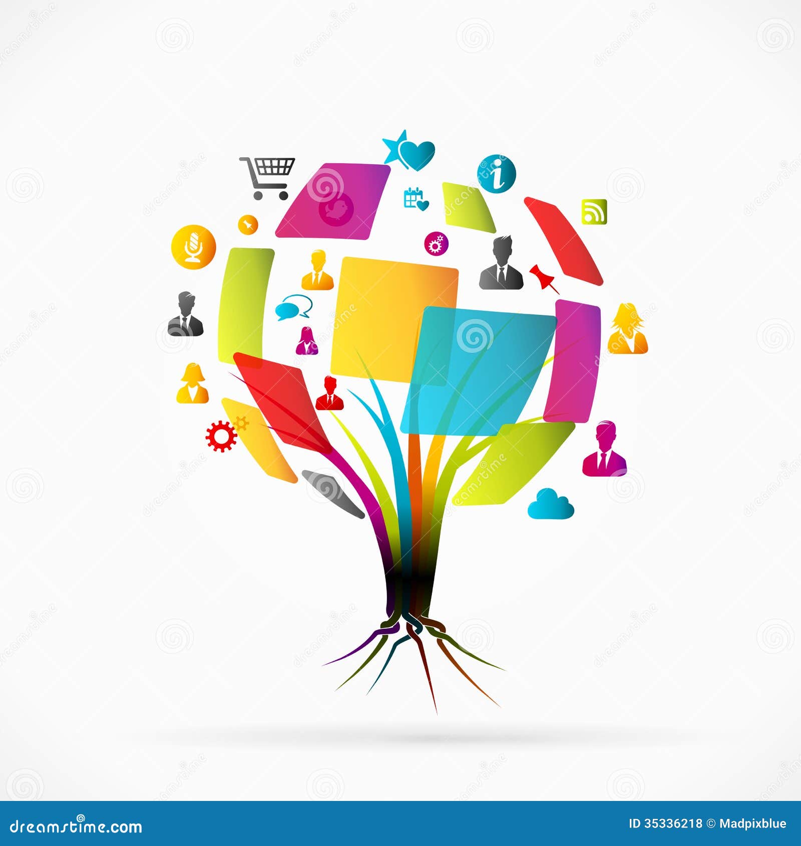 Social media tree stock vector. Illustration of corporation - 35336218