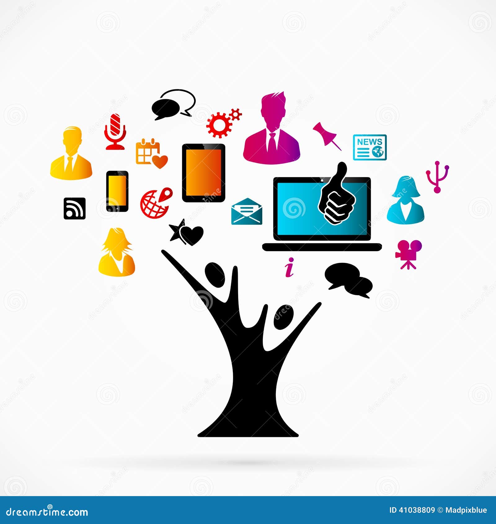 Social media tree stock vector. Illustration of forum - 41038809