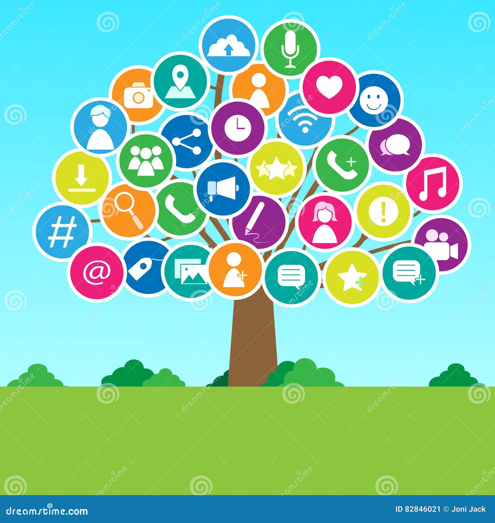 Social media tree stock vector. Illustration of friends - 82846021