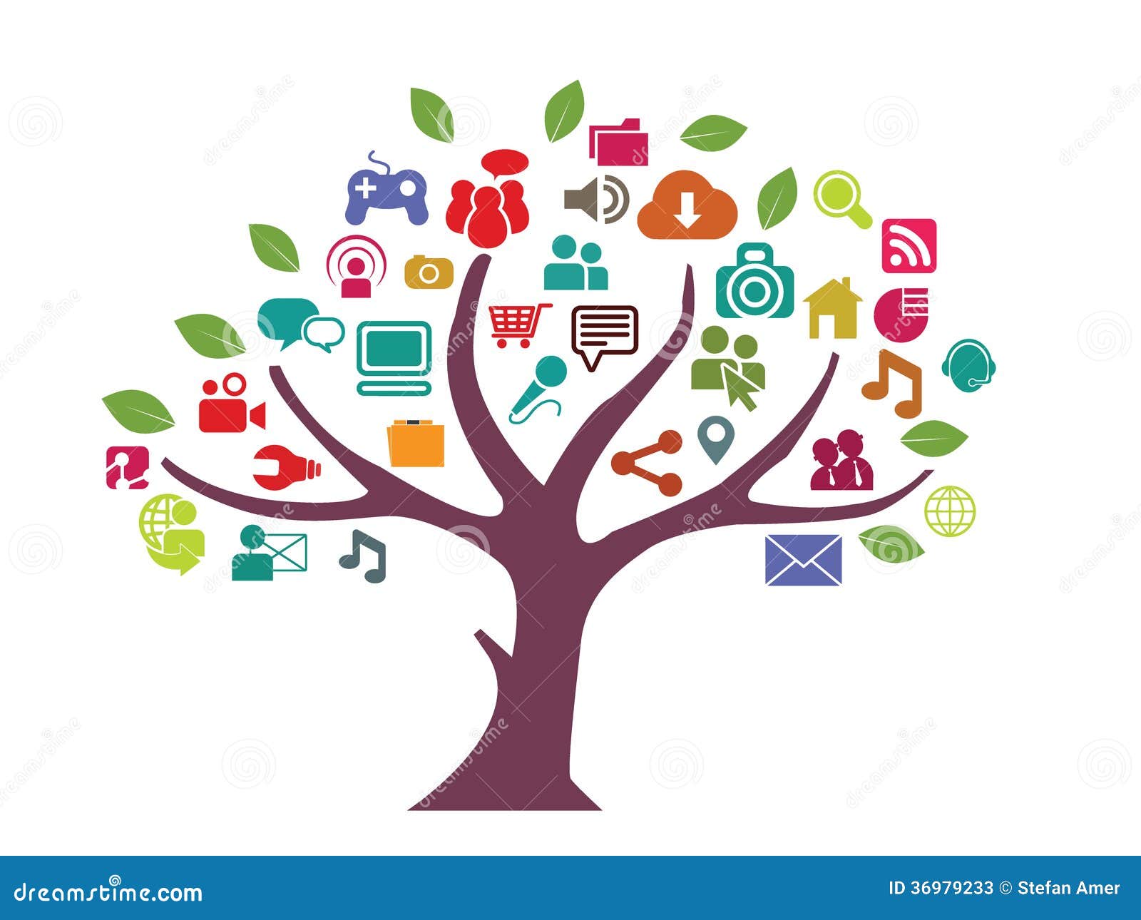 Social media tree stock vector. Illustration of message - 36979233