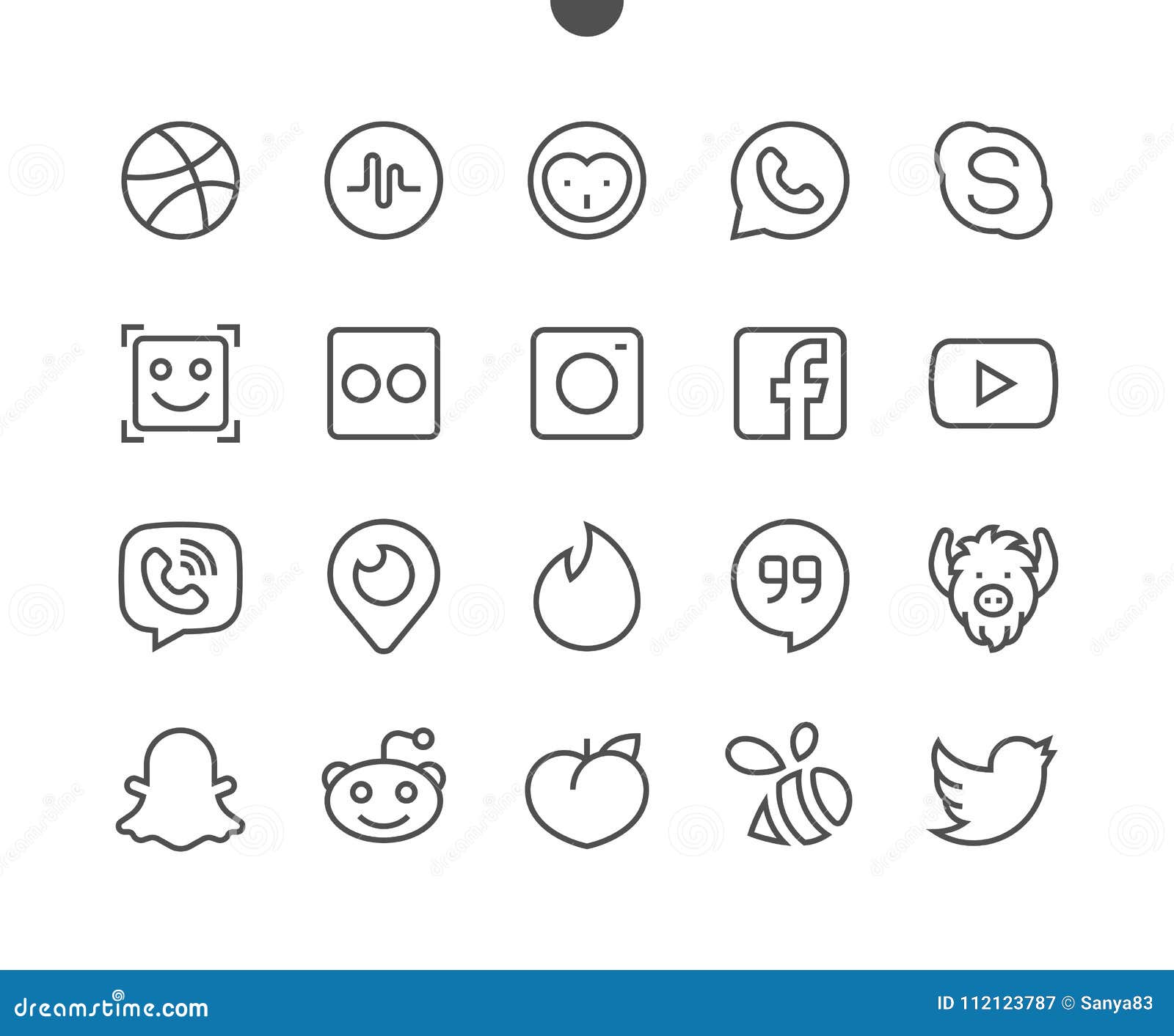 Social Media UI Pixel Perfect Well-crafted Vector Thin Line Icons 48x48 ...