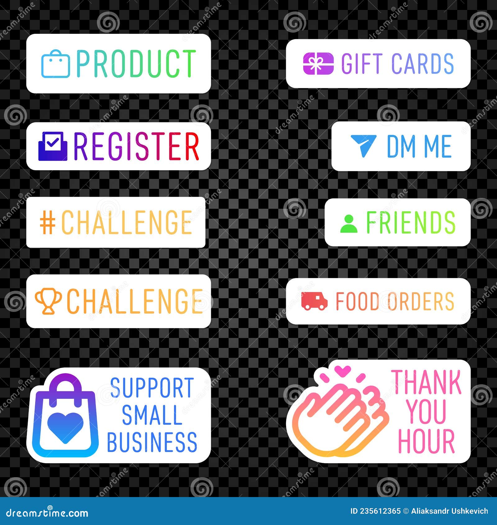 Social Media Stories Stickers Stock Vector - Illustration of logo ...