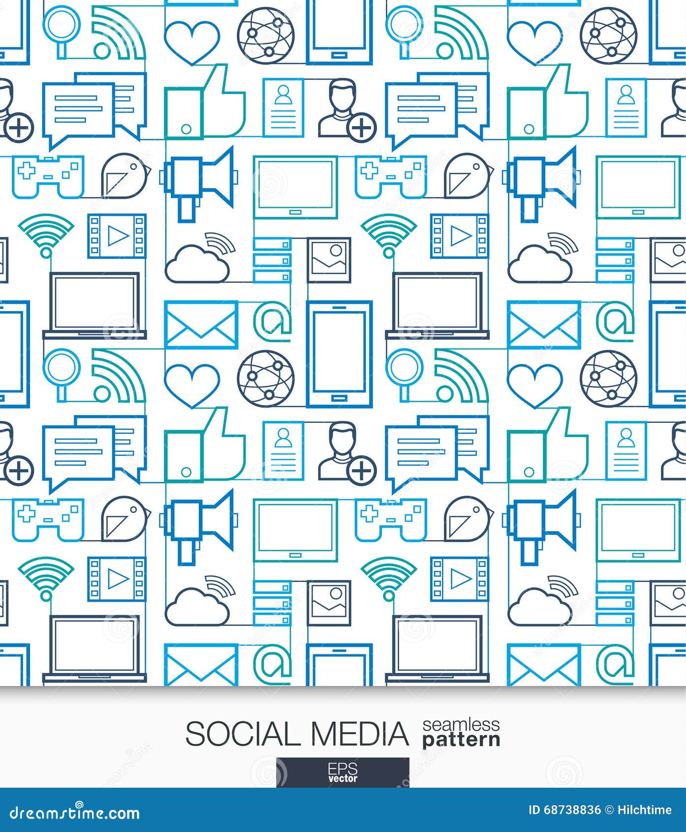 Social Media Wallpaper. Network Communication Seamless Pattern Stock ...