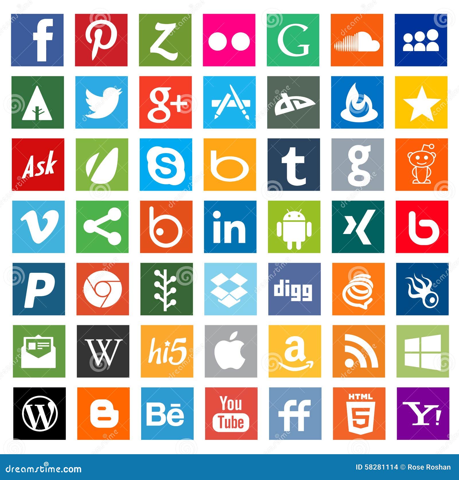 Social media and web icons editorial stock image. Illustration of ...