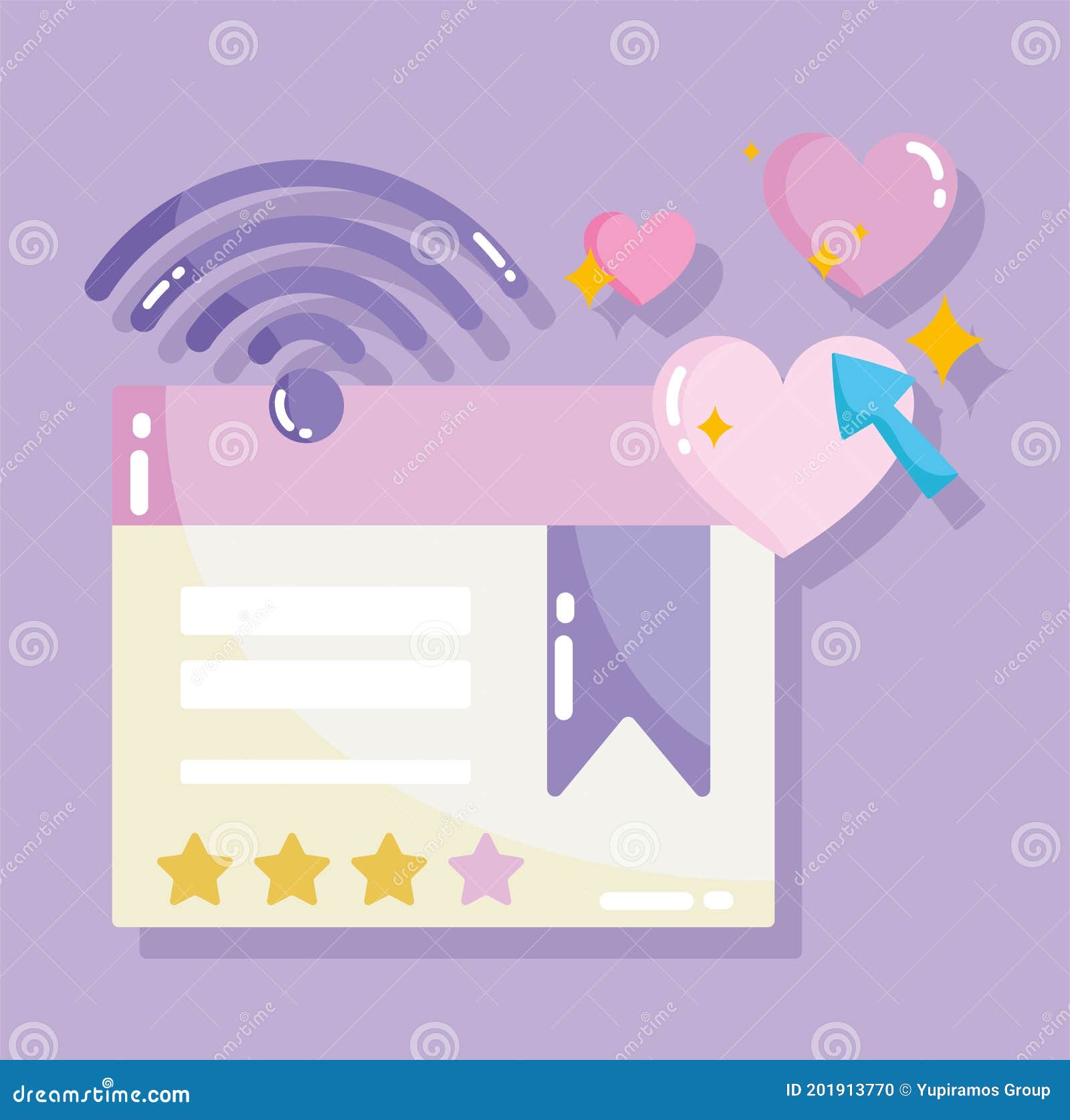 Social Media, Website Internet Connection in Cartoon Style Stock Vector ...
