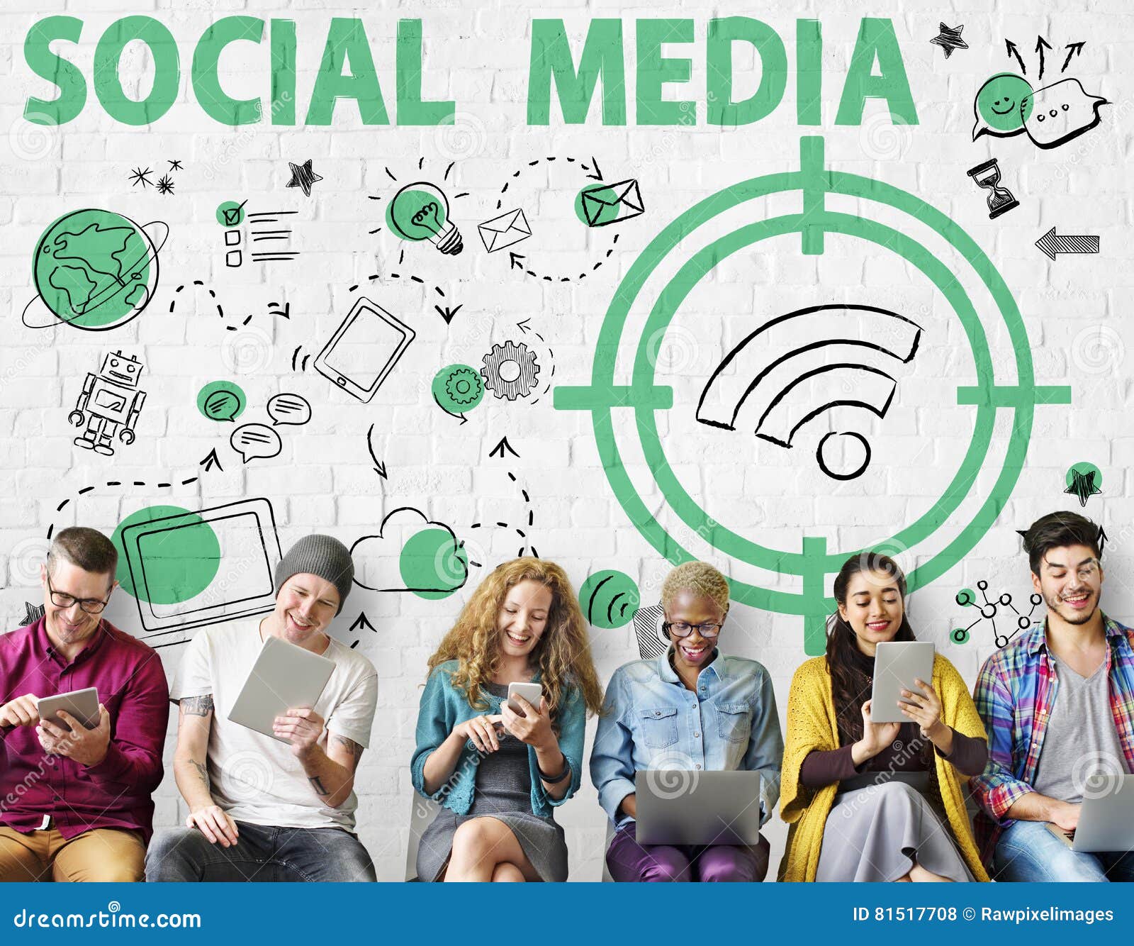 Social Media Word Wifi Signal Concept Stock Photo - Image of mobility ...