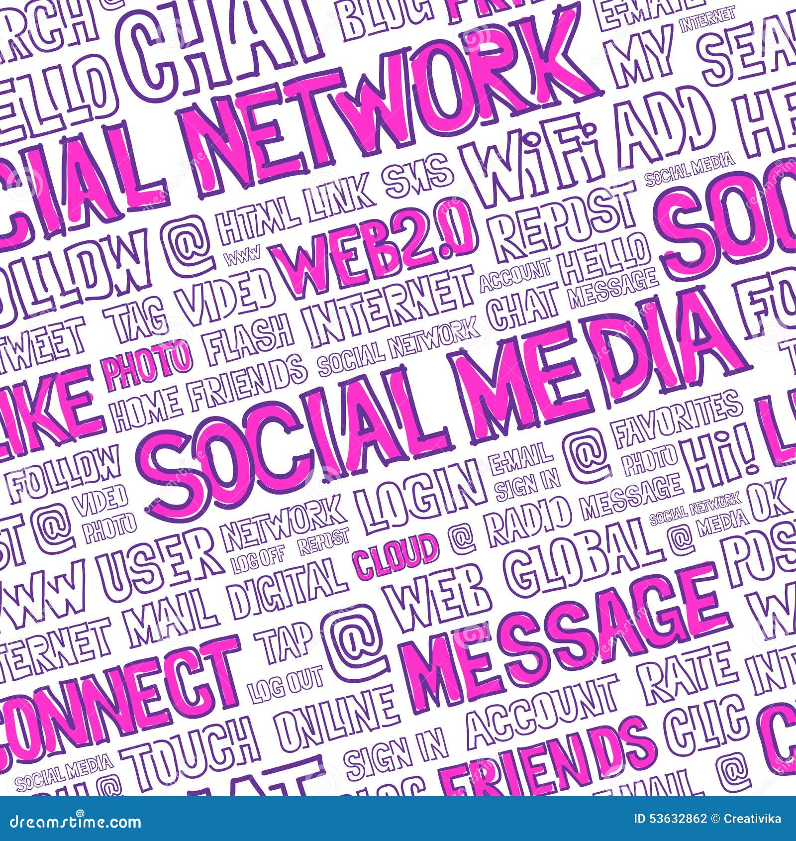 Social Media Words Seamless Pattern Stock Vector - Illustration of like ...