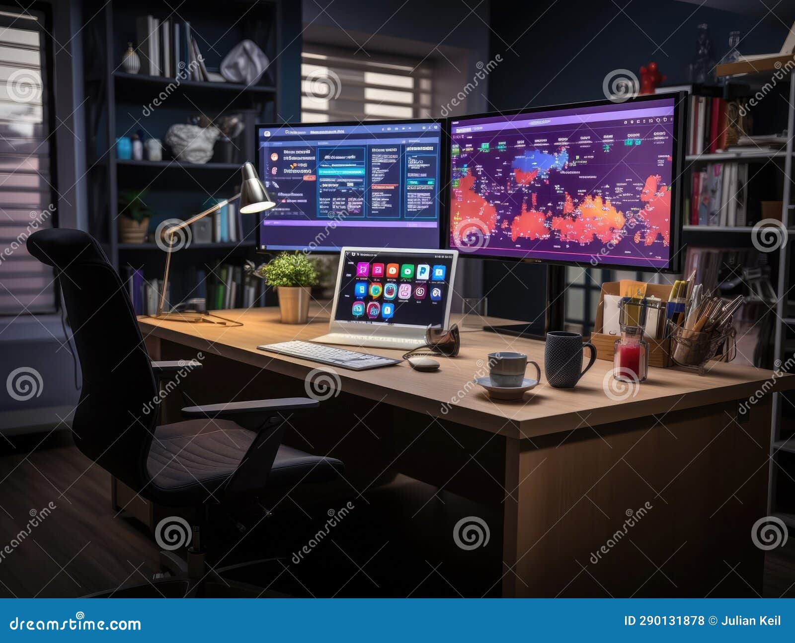 Social Media Workspace with Analysis Graphs Stock Illustration ...