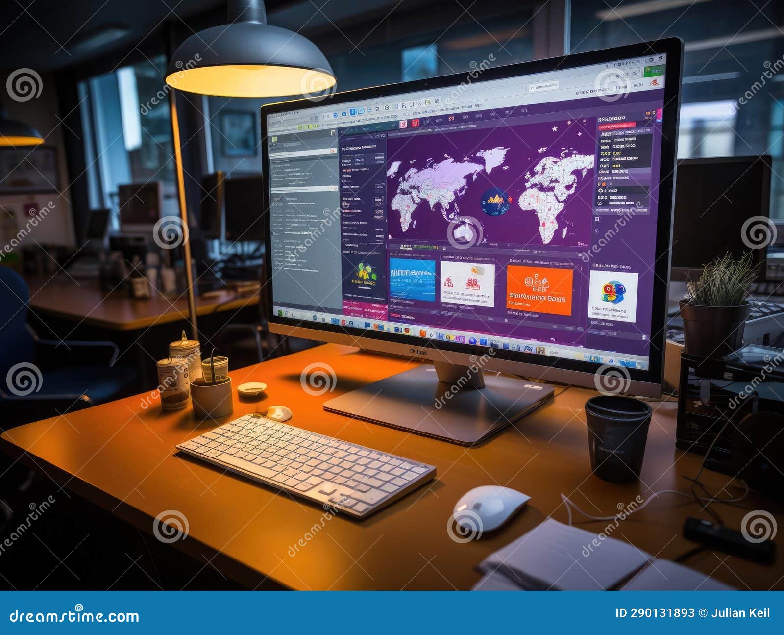 Social Media Workspace with Analysis Graphs Stock Illustration ...