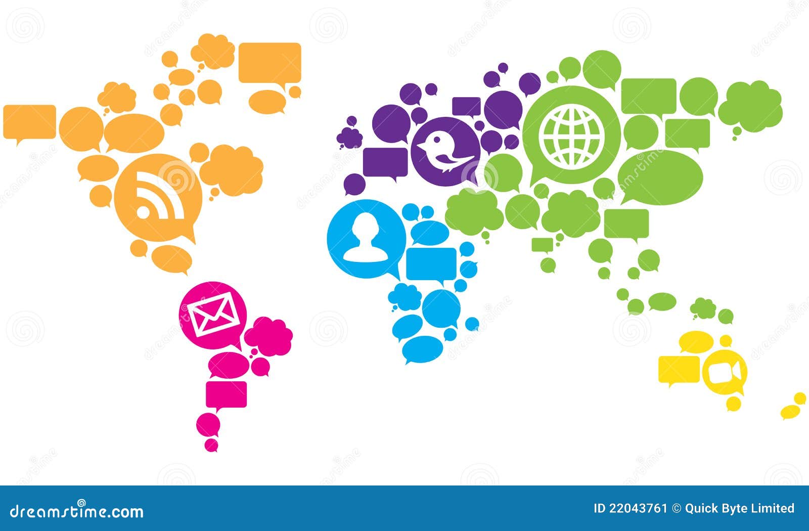 Social Media World Map Vector Stock Vector - Illustration of message ...