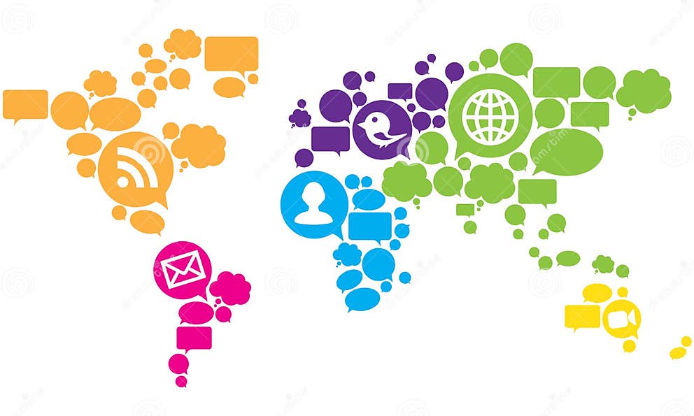 Social Media World Map Vector Stock Vector - Illustration of message ...