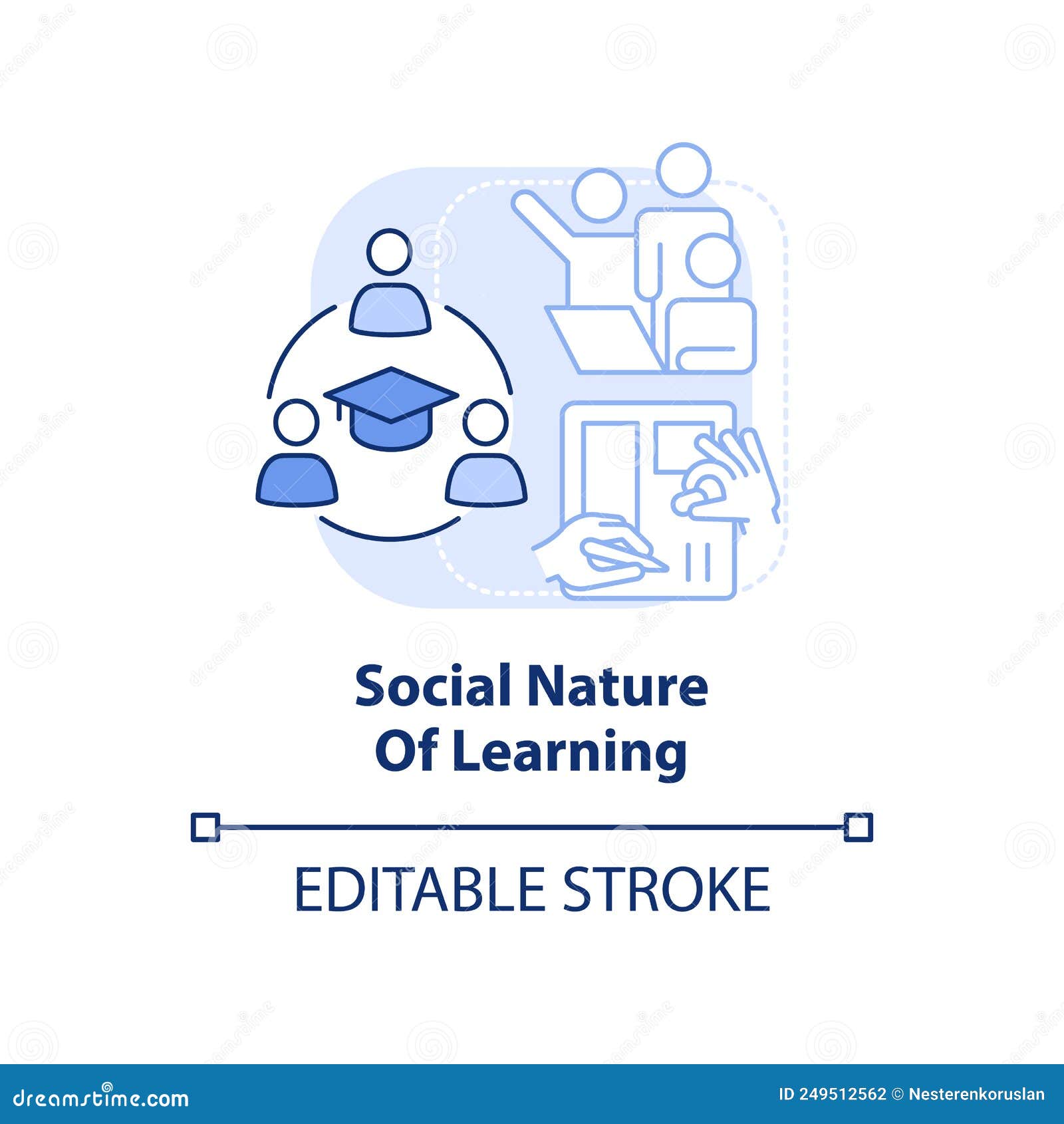 Social Nature of Learning Light Blue Concept Icon Stock Vector ...