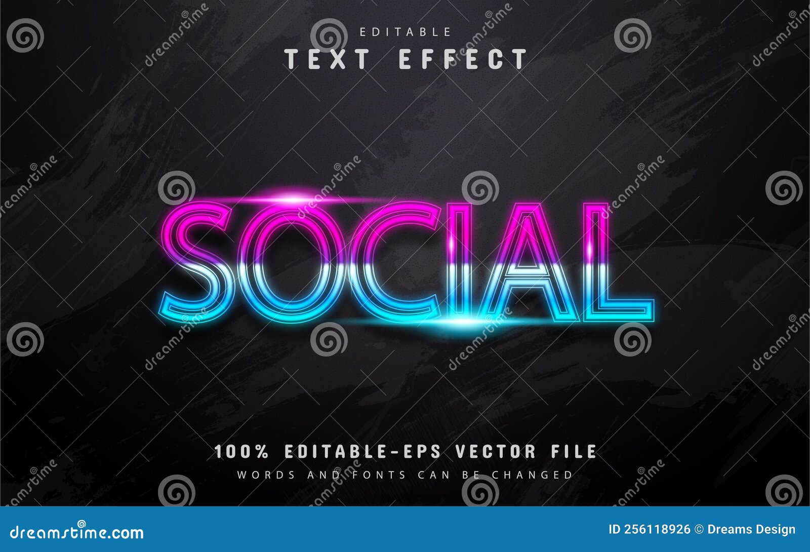 Social Neon Tyle Text Effect Stock Vector - Illustration of tyle, line ...