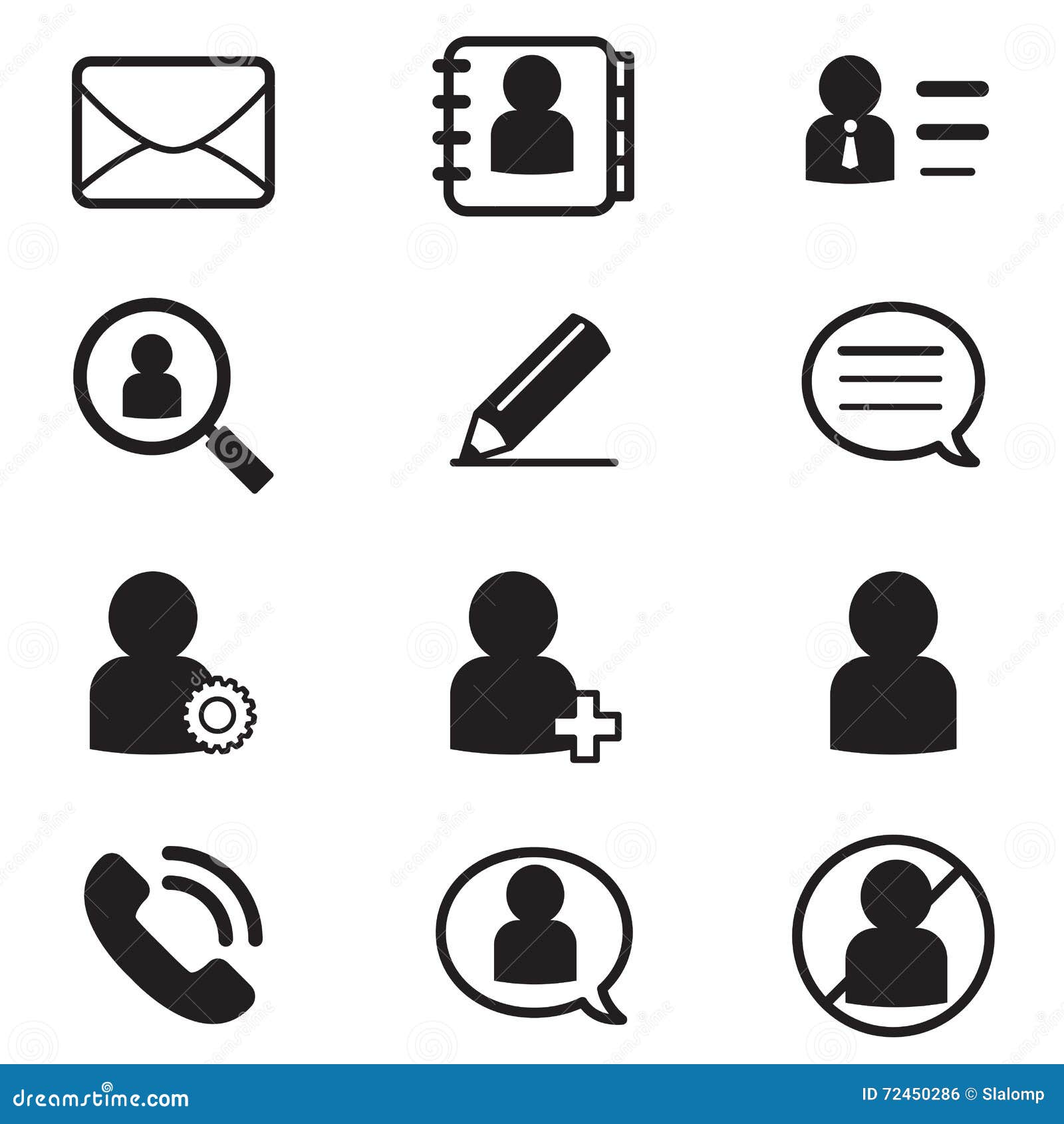 Social Netwok User Silhouette Icons Set Stock Vector - Illustration of ...