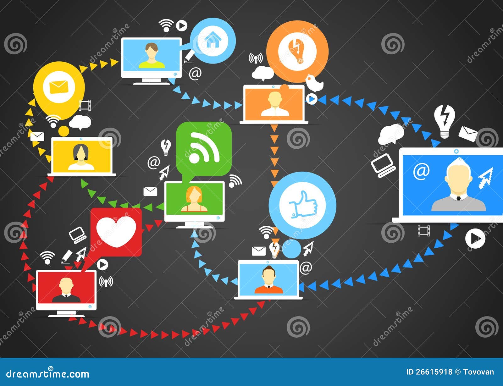 Social Network Abstract Scheme. Stock Vector - Illustration of avatar ...