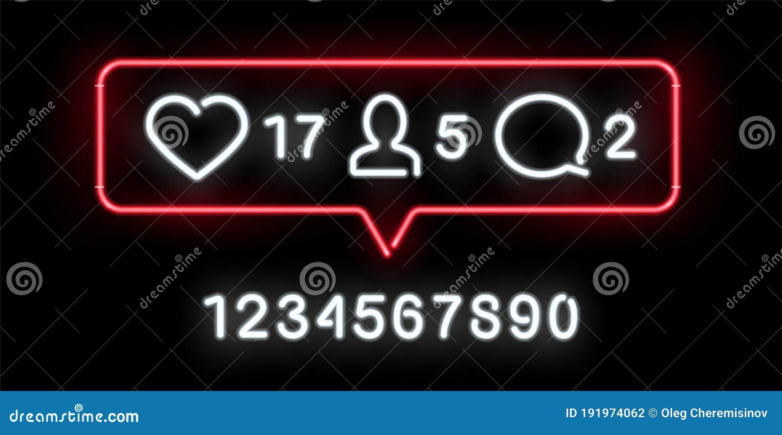 Social Network Activity Indicators Neon Icon. Likes, Comments ...
