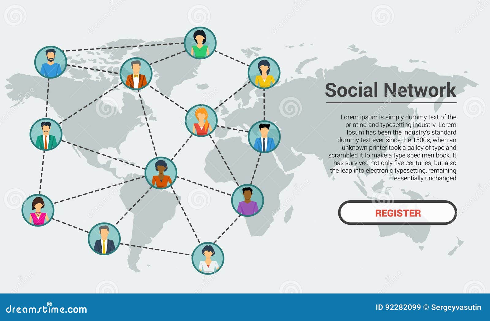 Social Network - Banner Template Stock Vector - Illustration of global ...