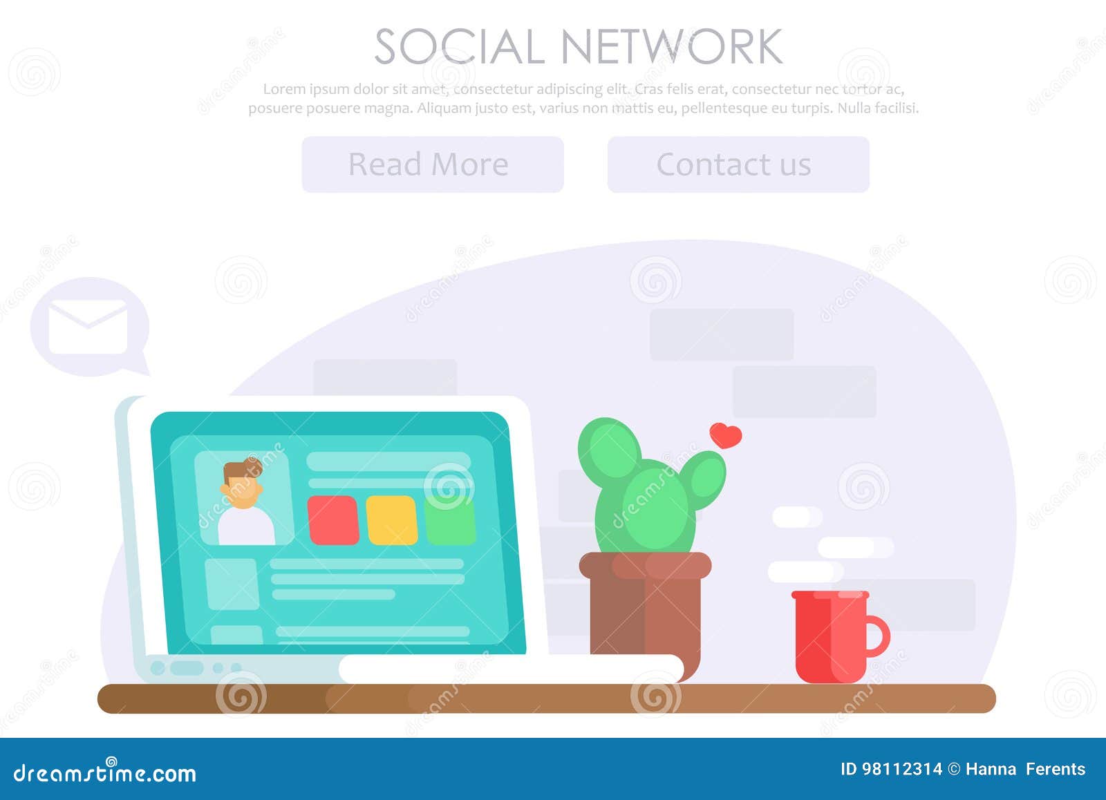 Social network banner. stock vector. Illustration of cactus - 98112314