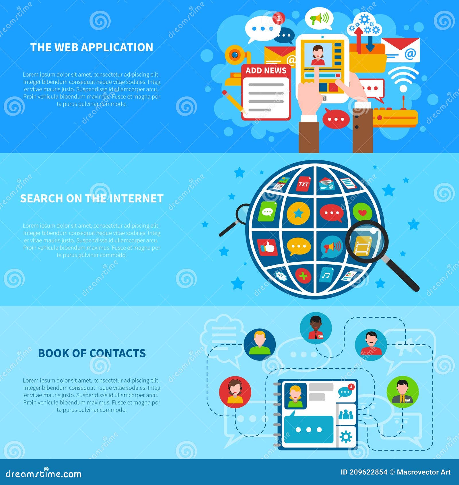 Social Network Banners Set stock vector. Illustration of design - 209622854