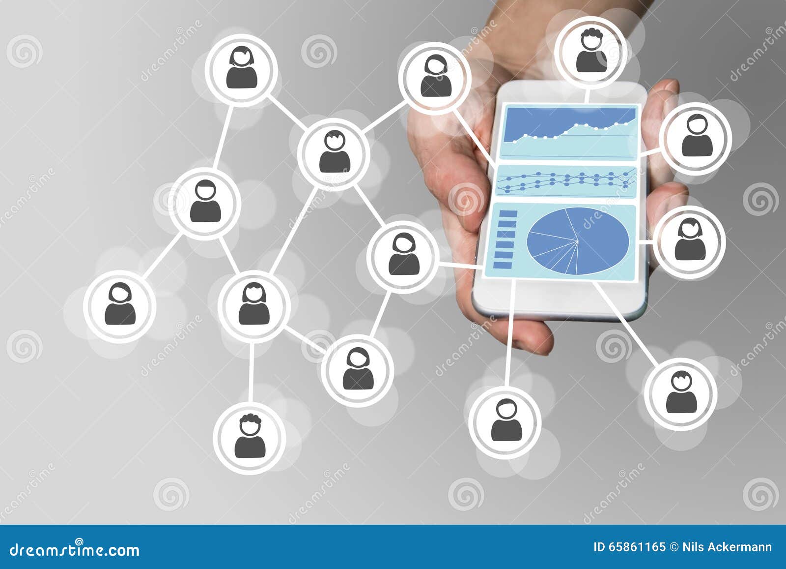 Social Network Big Data Analysis Concept. Hand Holding Modern Smart ...