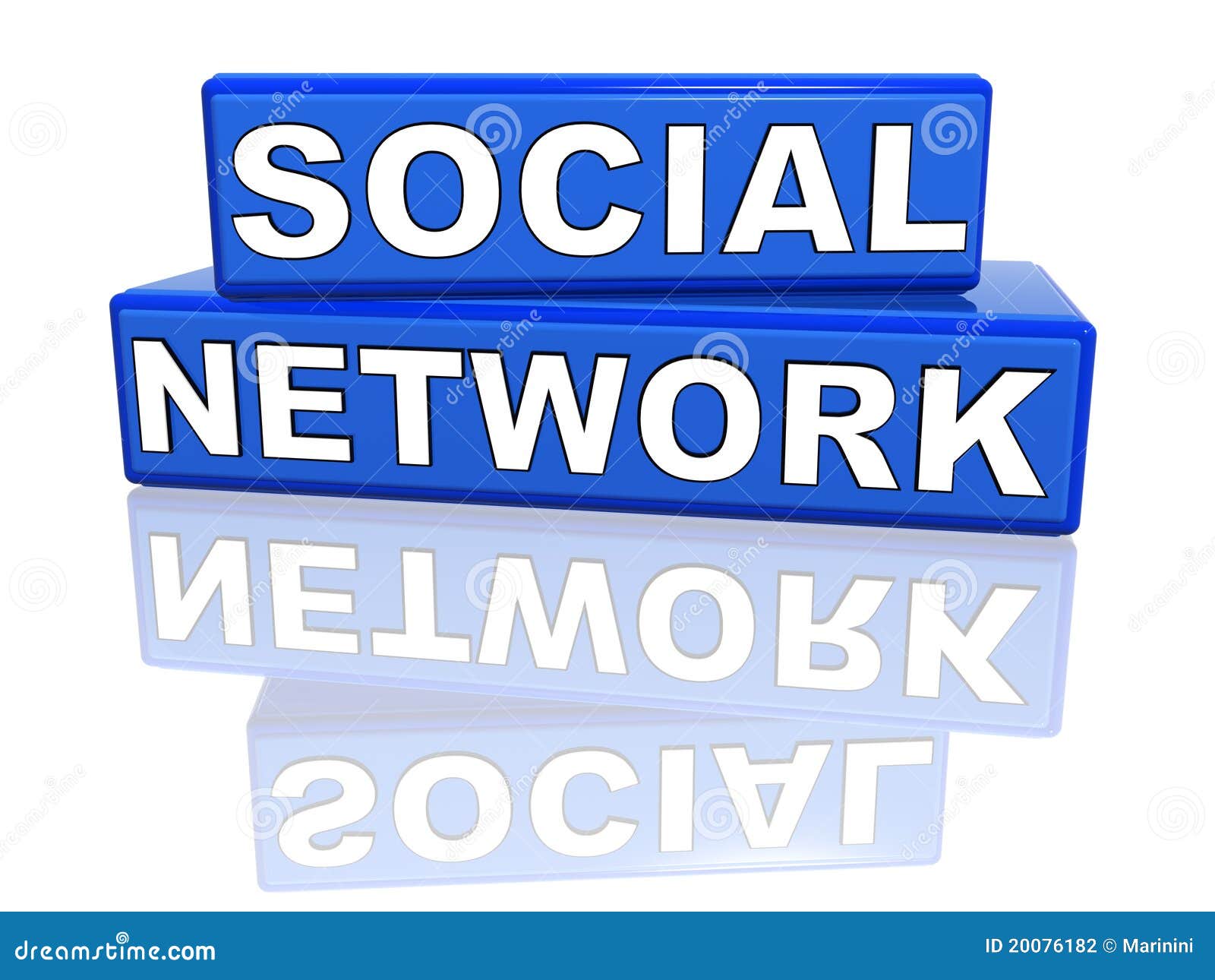 Social Network - Blue Boxes with Reflection Stock Illustration ...