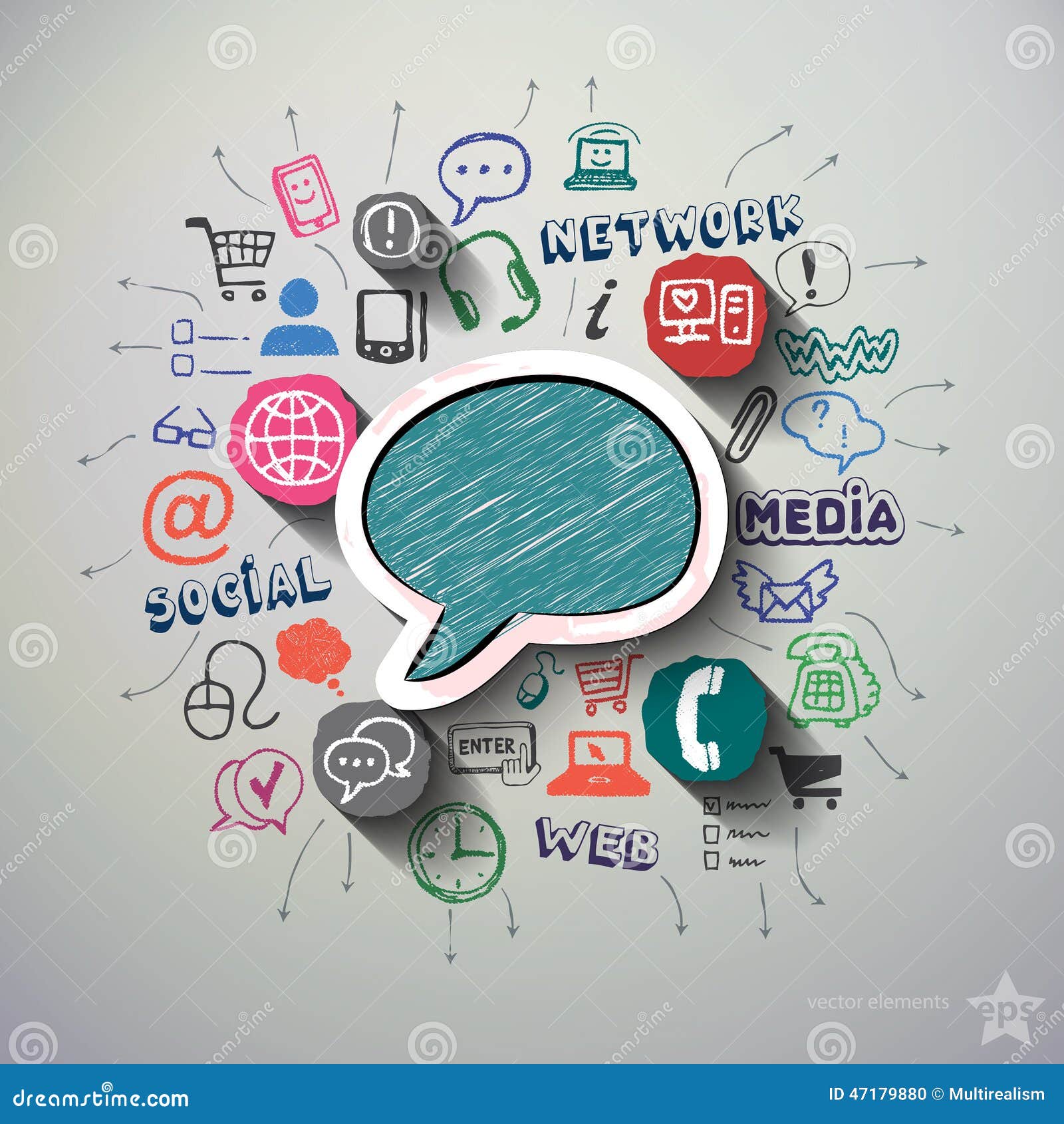 Social Network Collage with Icons Background Stock Vector ...