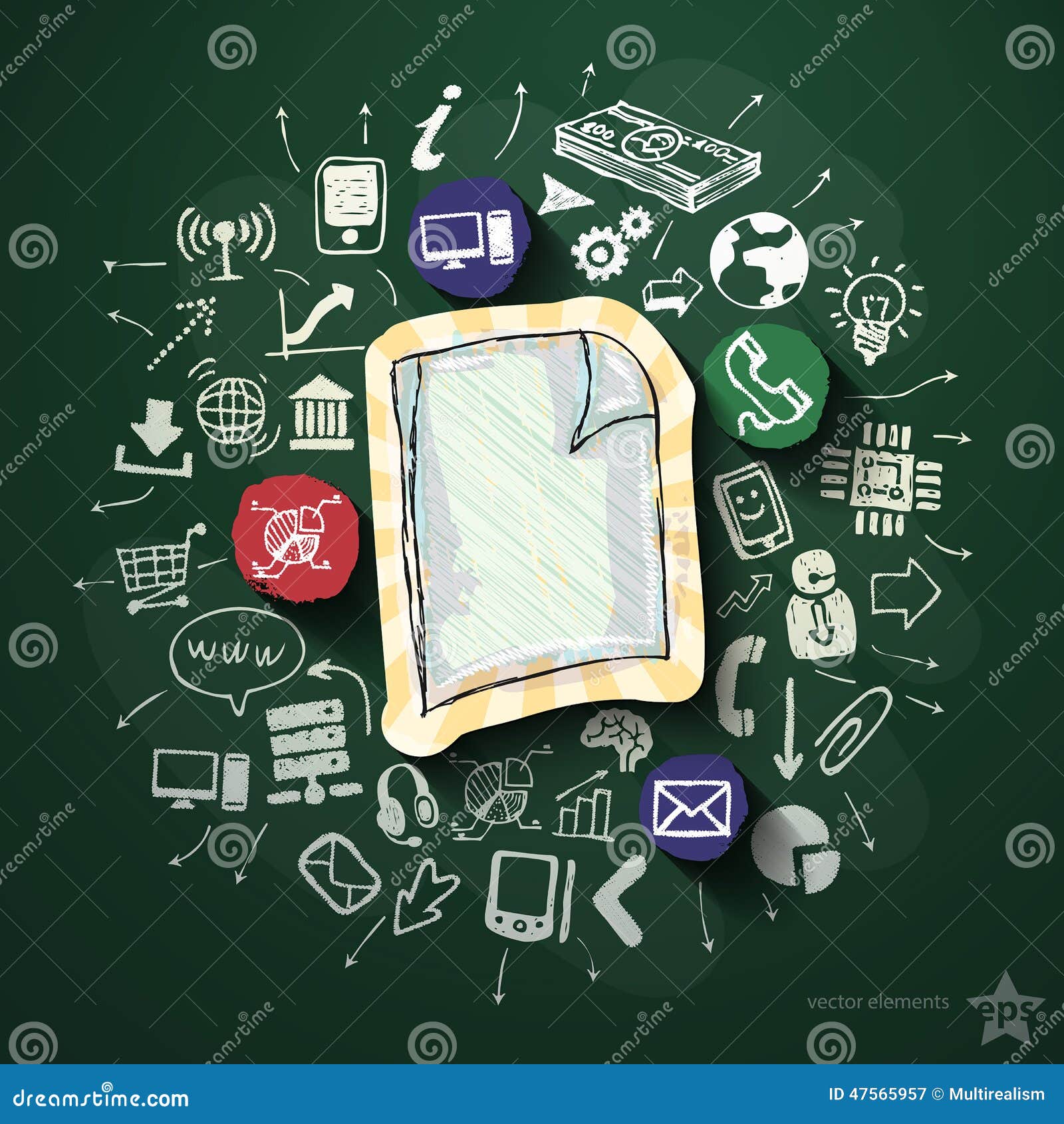 Social Network Collage with Icons on Blackboard Stock Vector ...