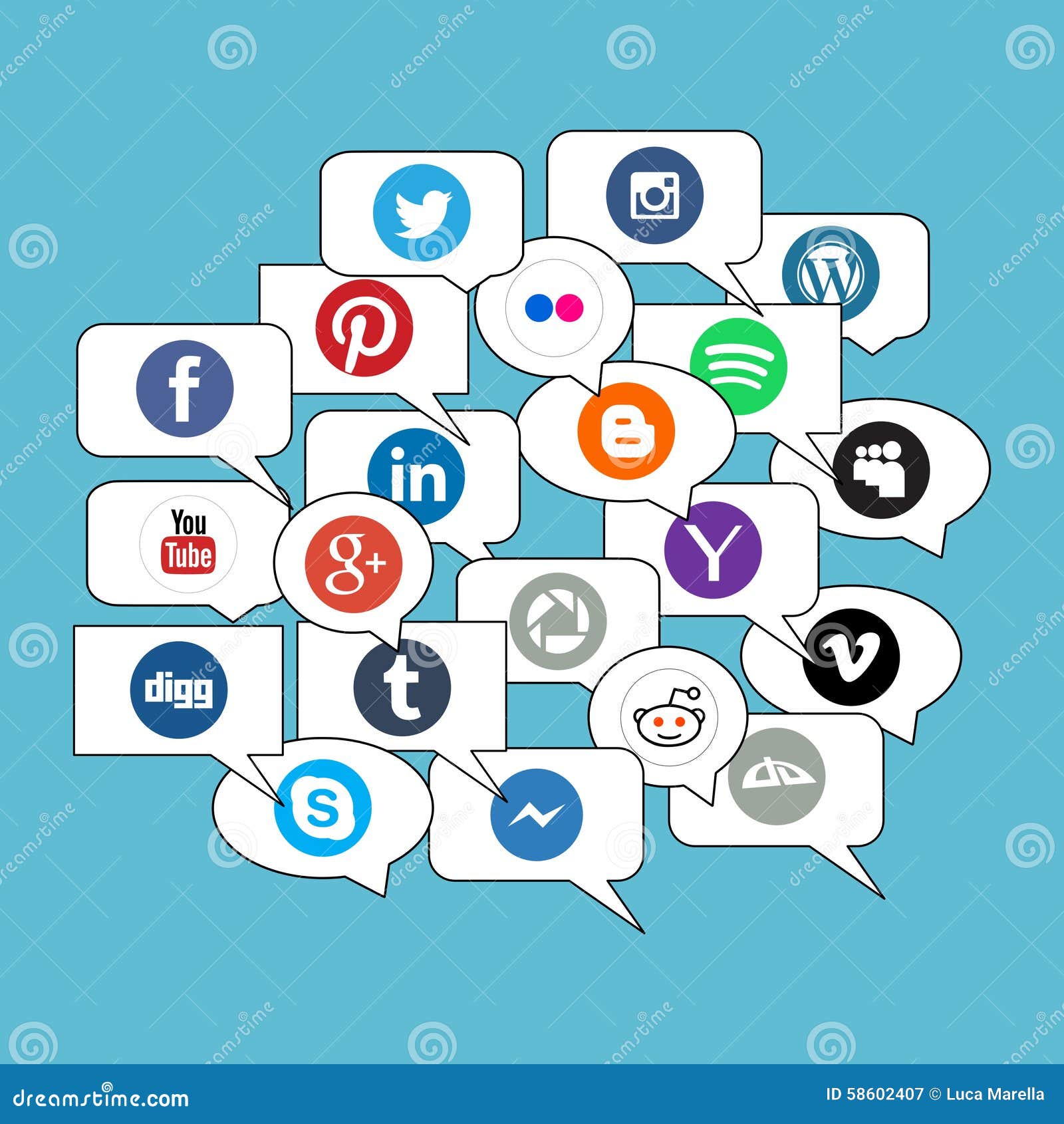 Social Media Box Buttons Concept Stock Illustrations – 84 Social Media ...