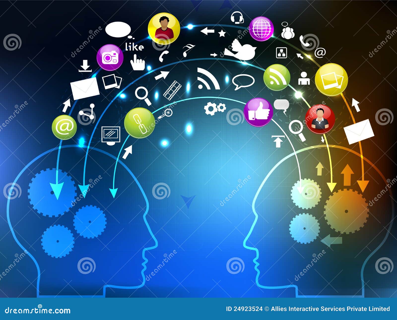 Social Network, Communication in the Global Stock Vector - Illustration ...