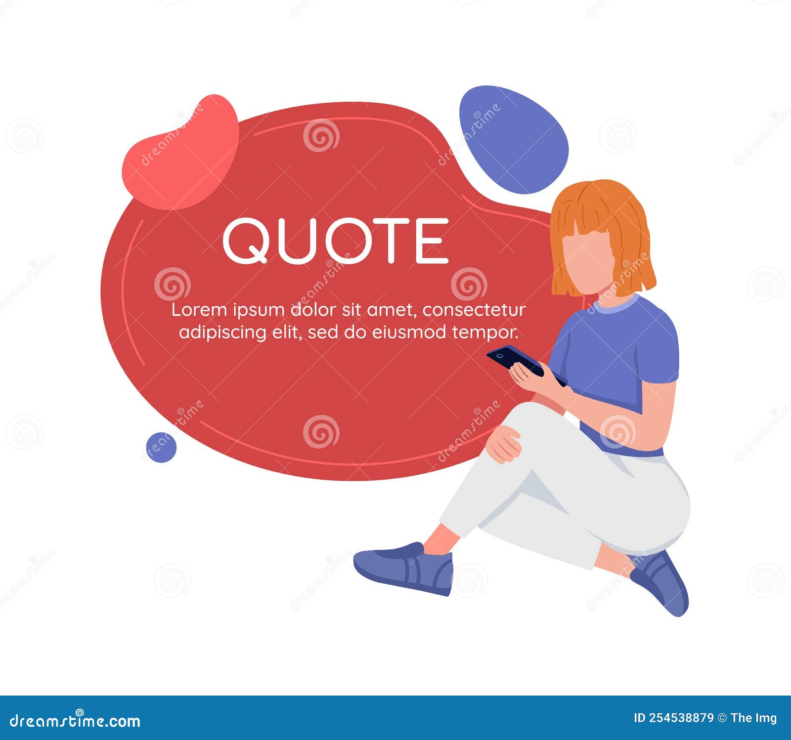 Social Network and Communication Quote Textbox with Flat Character ...
