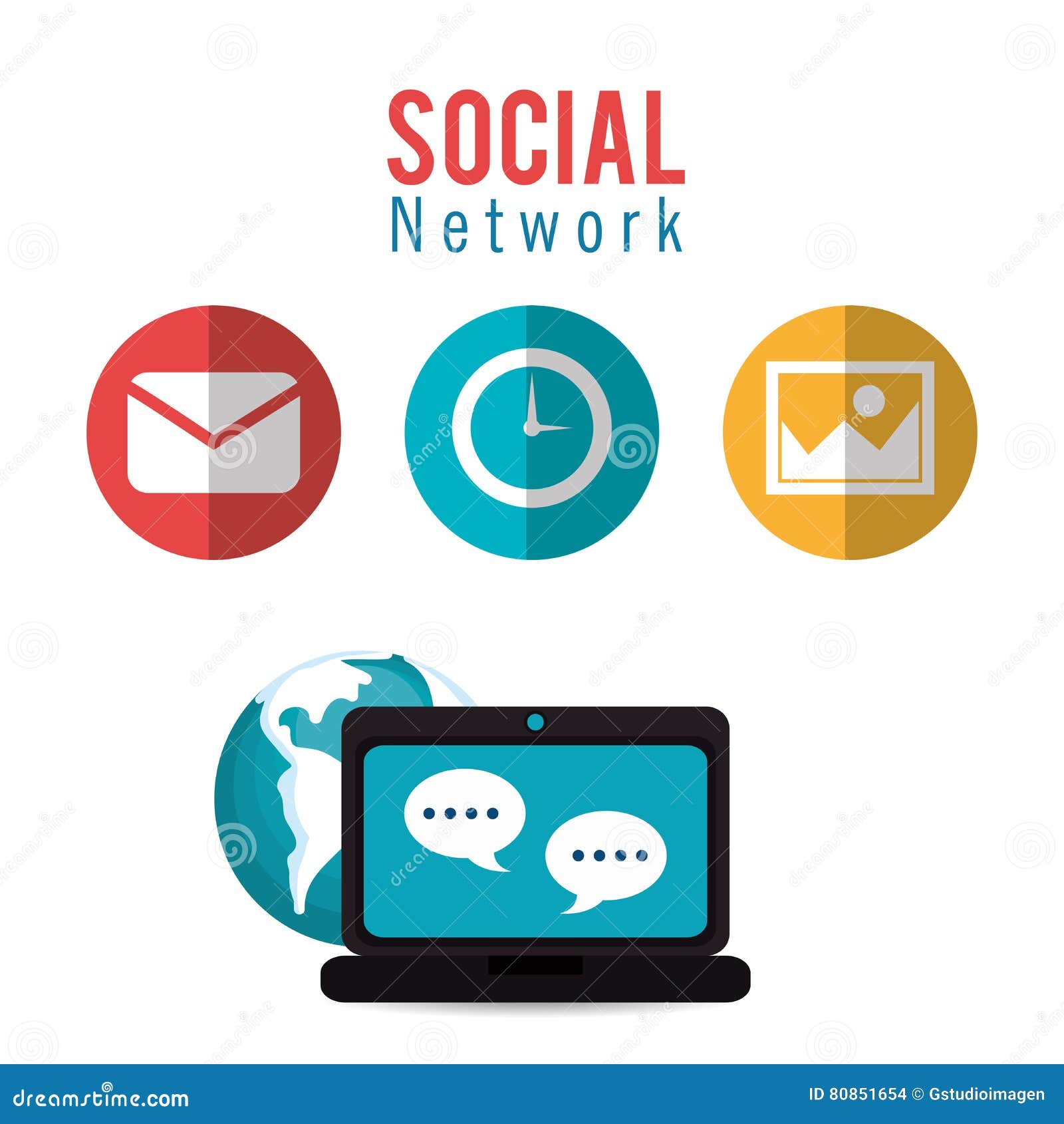 Social Network Computer Dialogue World Stock Vector - Illustration of ...
